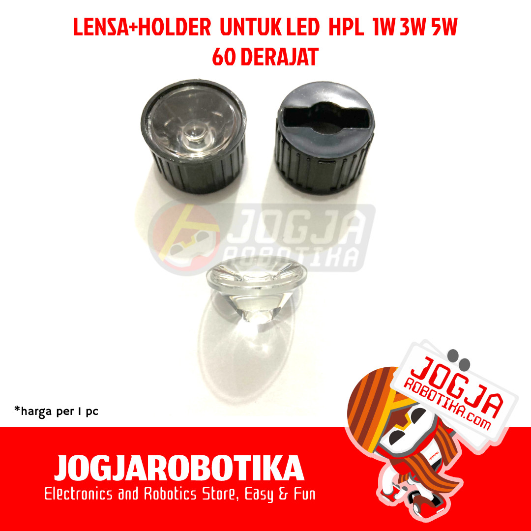 LENSA+HOLDER UNTUK LED HPL 1W 3W 5W - 60 DERAJAT