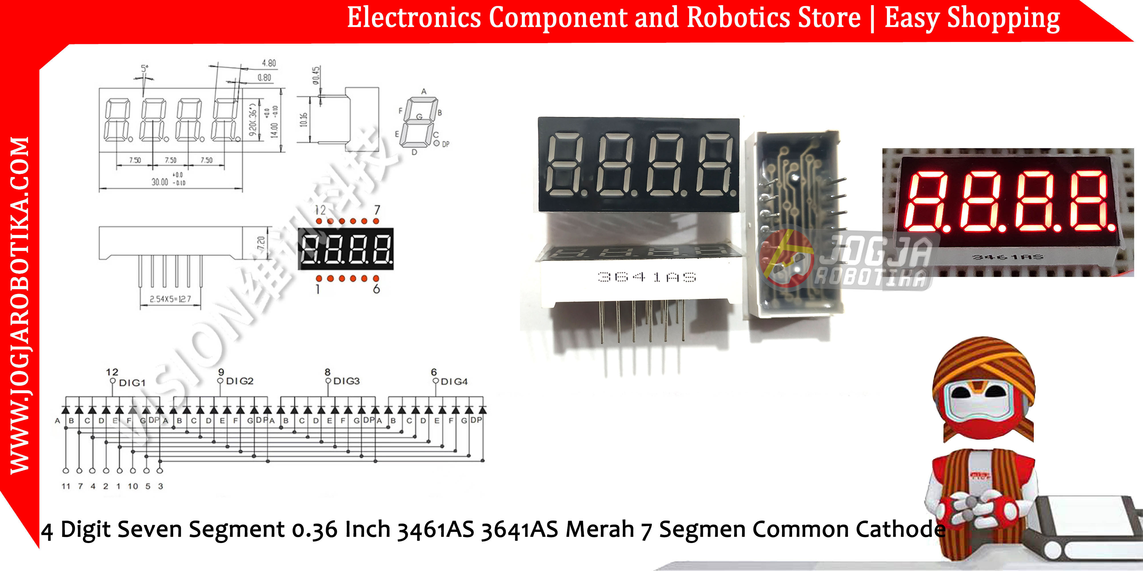 4 Digit Seven Segment 0.36 Inch 3461AS 3641AS Merah 7 Segmen Common Cathode 4 Digit Seven Segment 0.36 Inch 3461AS 3641AS Merah 7 Segmen Common Cathode