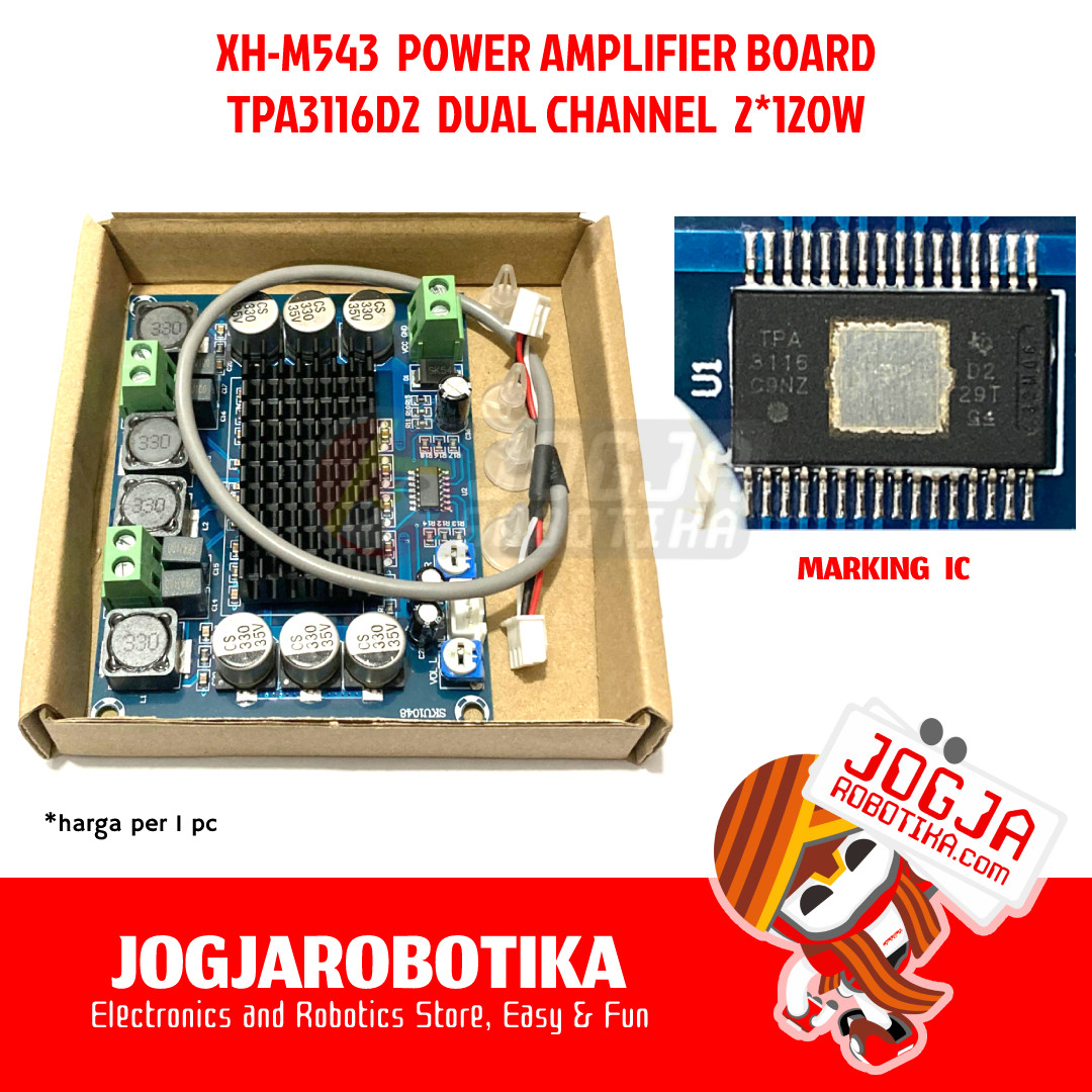 jual XH-M543 Amplifier Board TPA3116D2 Dual Channel 2x120W - ori