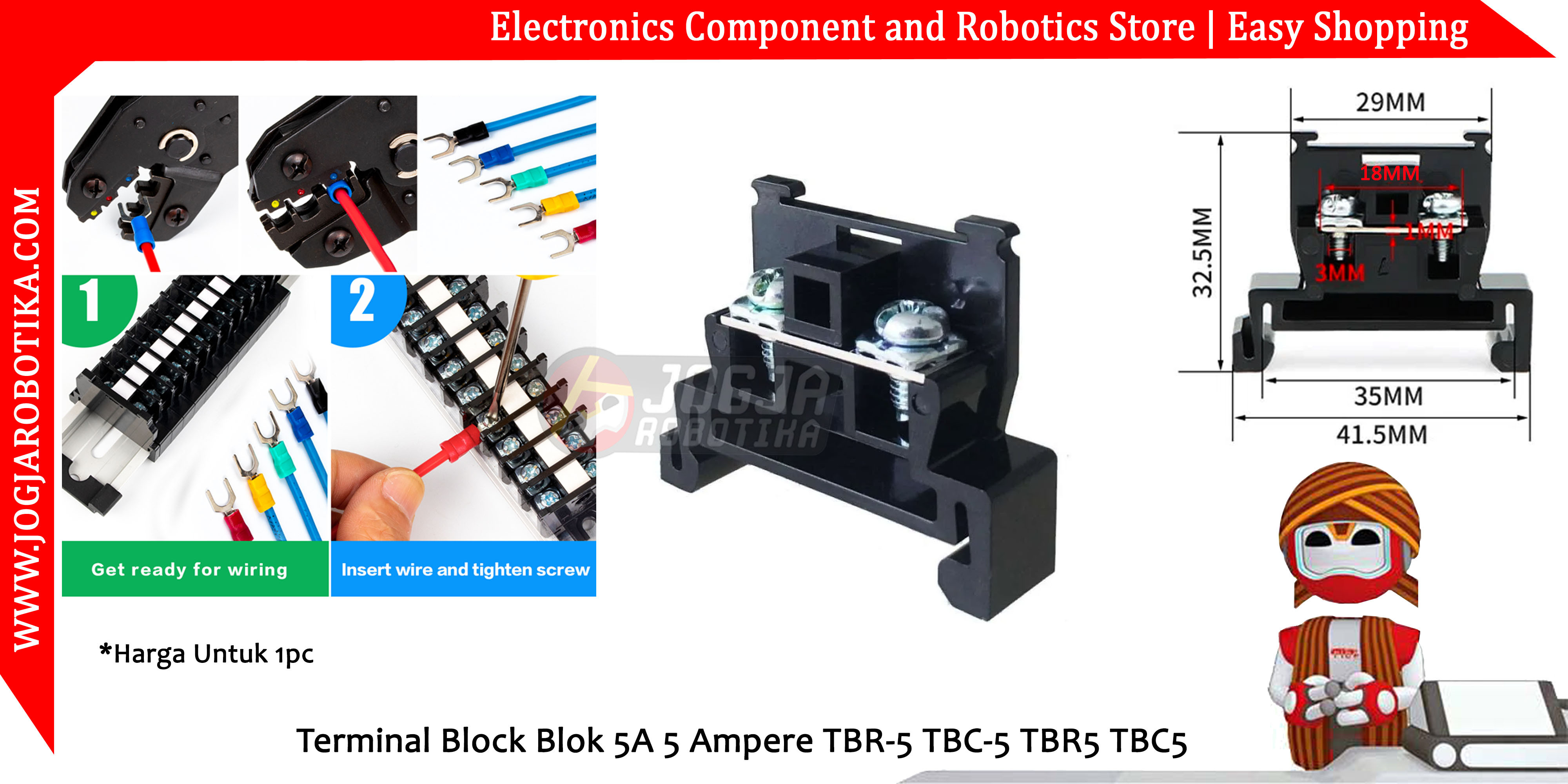 Terminal Block Blok 5A 5 Ampere TBR-5 TBC-5 TBR5 TBC5