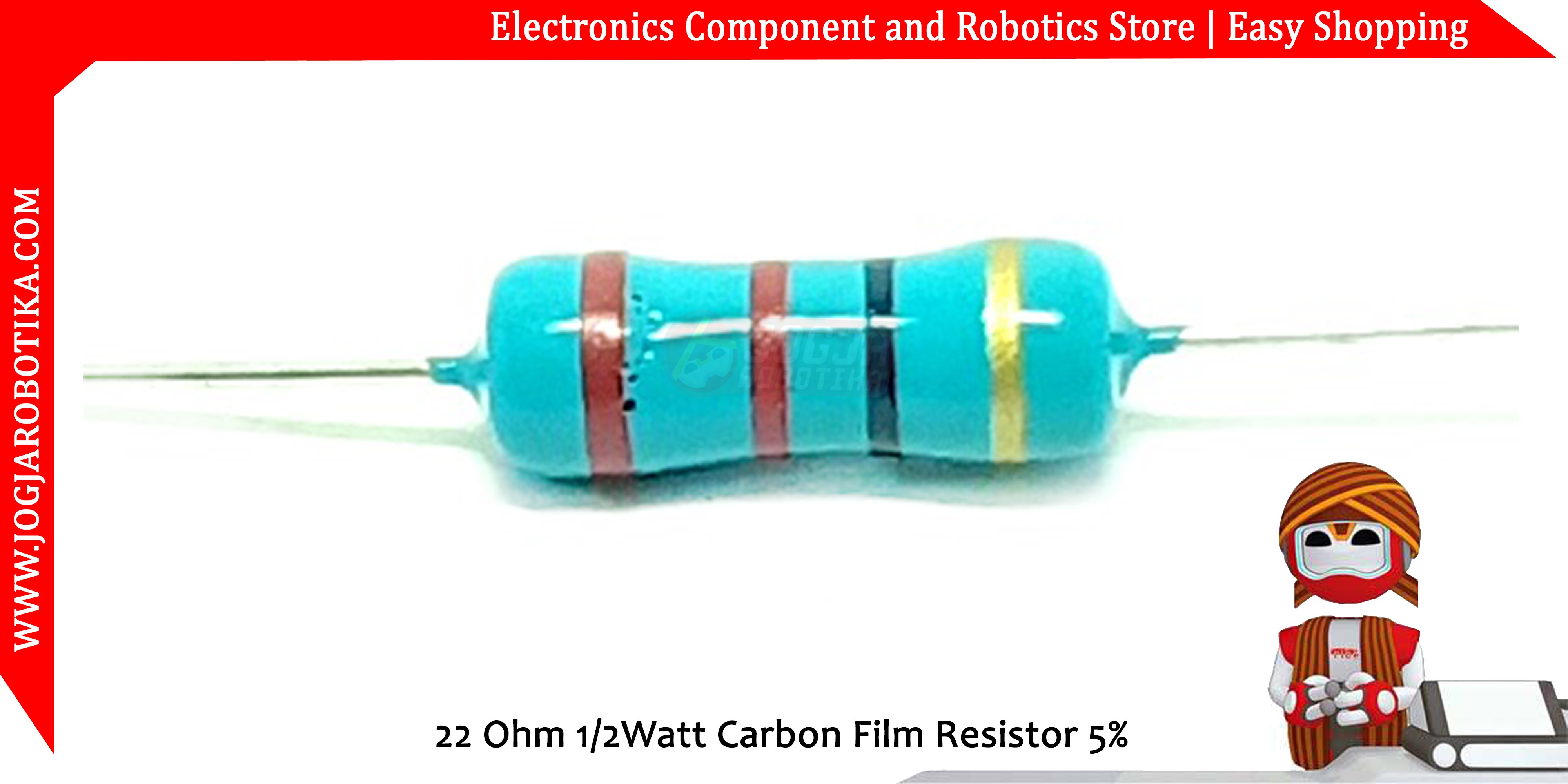 Jual 22 Ohm 1/2Watt Carbon Film Resistor