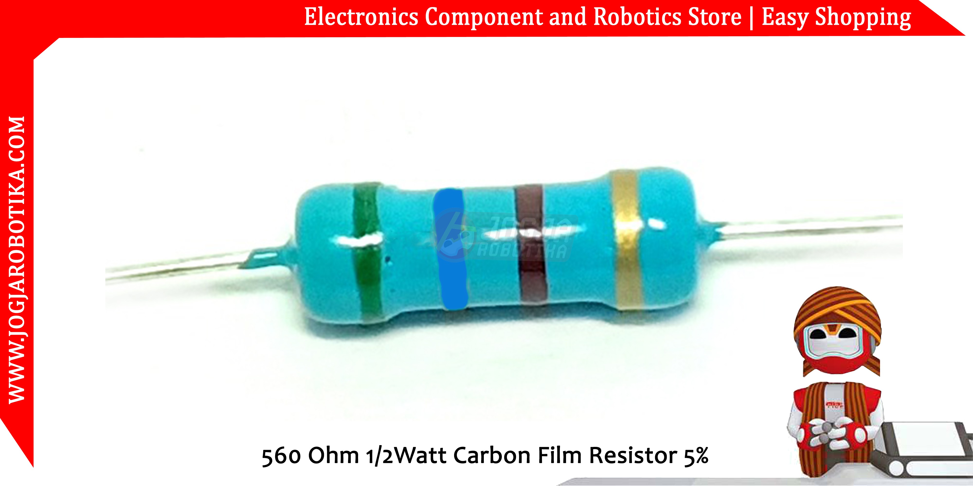 Jual 560 Ohm 1/2Watt Carbon Film Resistor