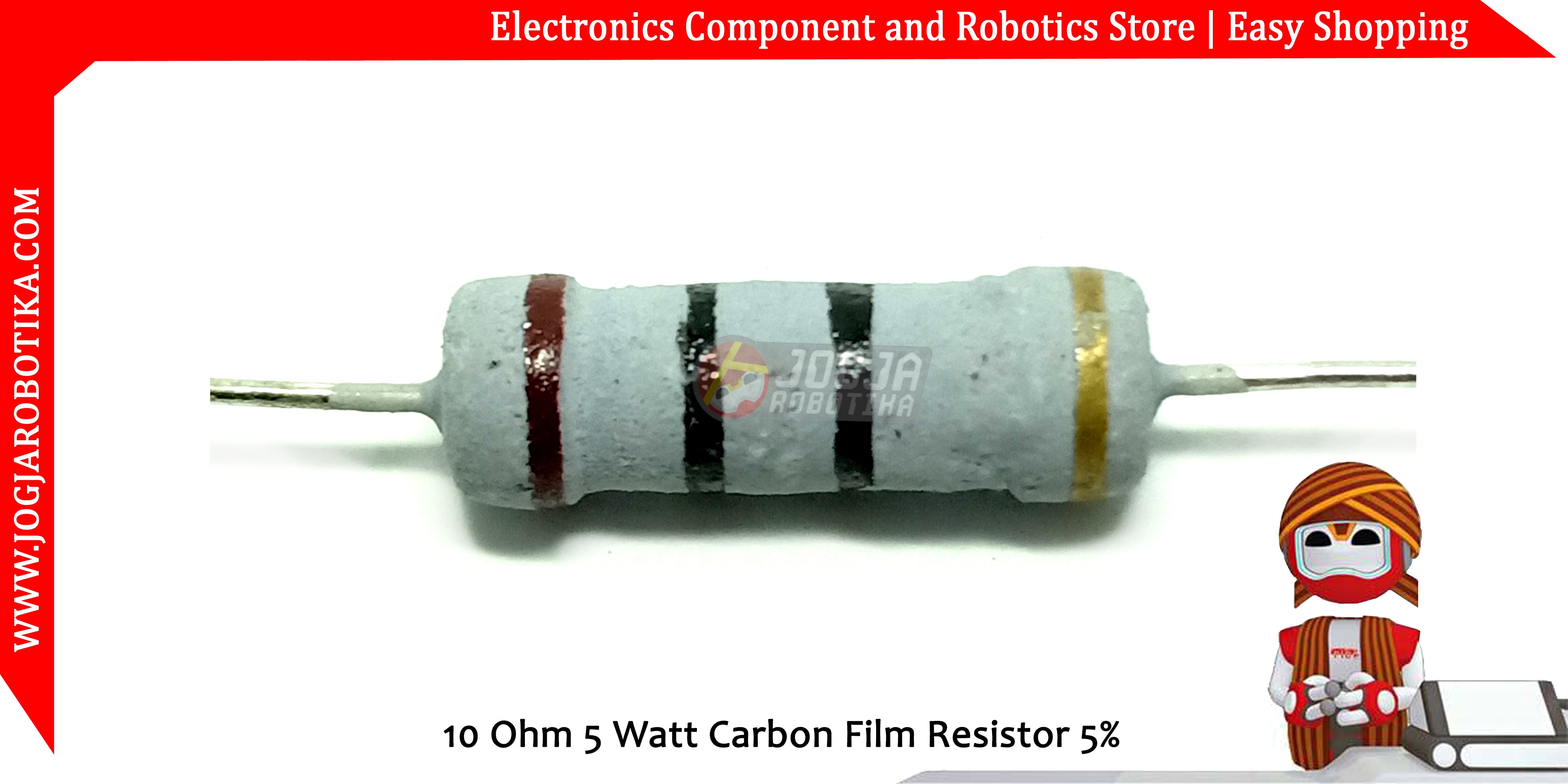 Jual 10 Ohm 5 Watt Carbon Film Resistor