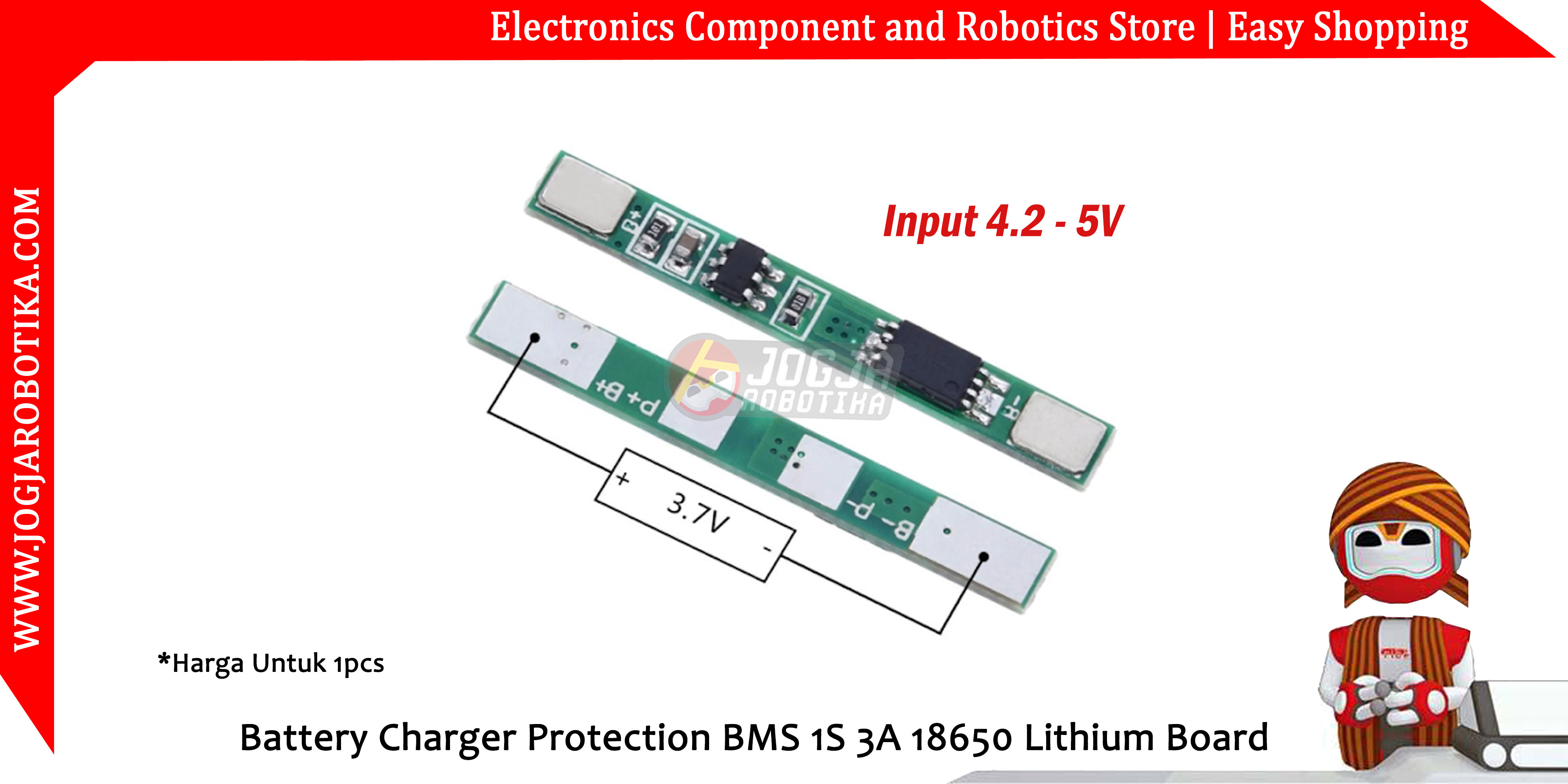 Battery Charger Protection BMS 1S 3A 18650 Lithium Board - Toko Komponen Elektronik , Listrik ...