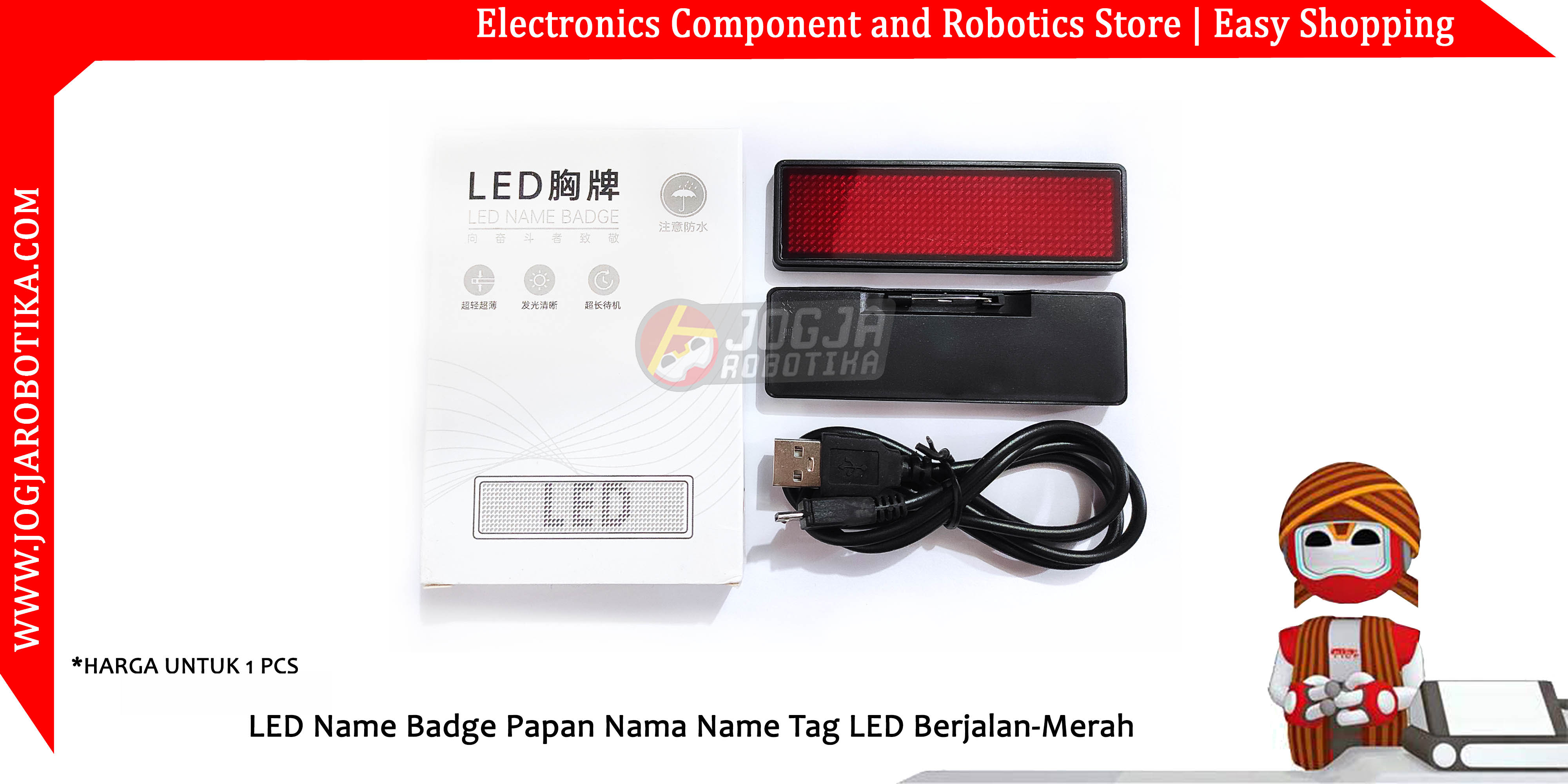 Jual LED Name Badge-Merah