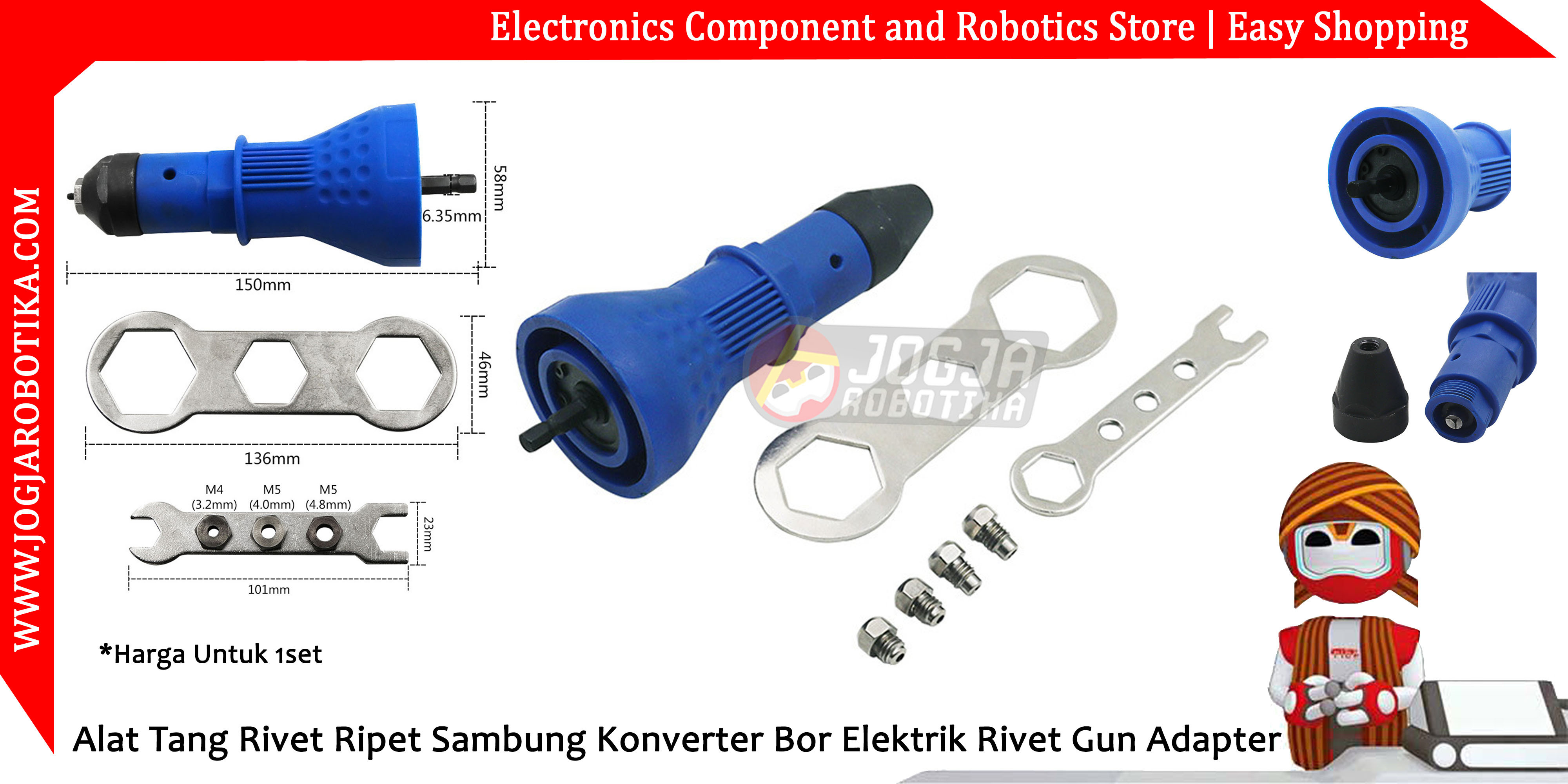 Alat Tang Rivet Ripet Sambung Konverter Bor Elektrik Rivet Gun Adapter