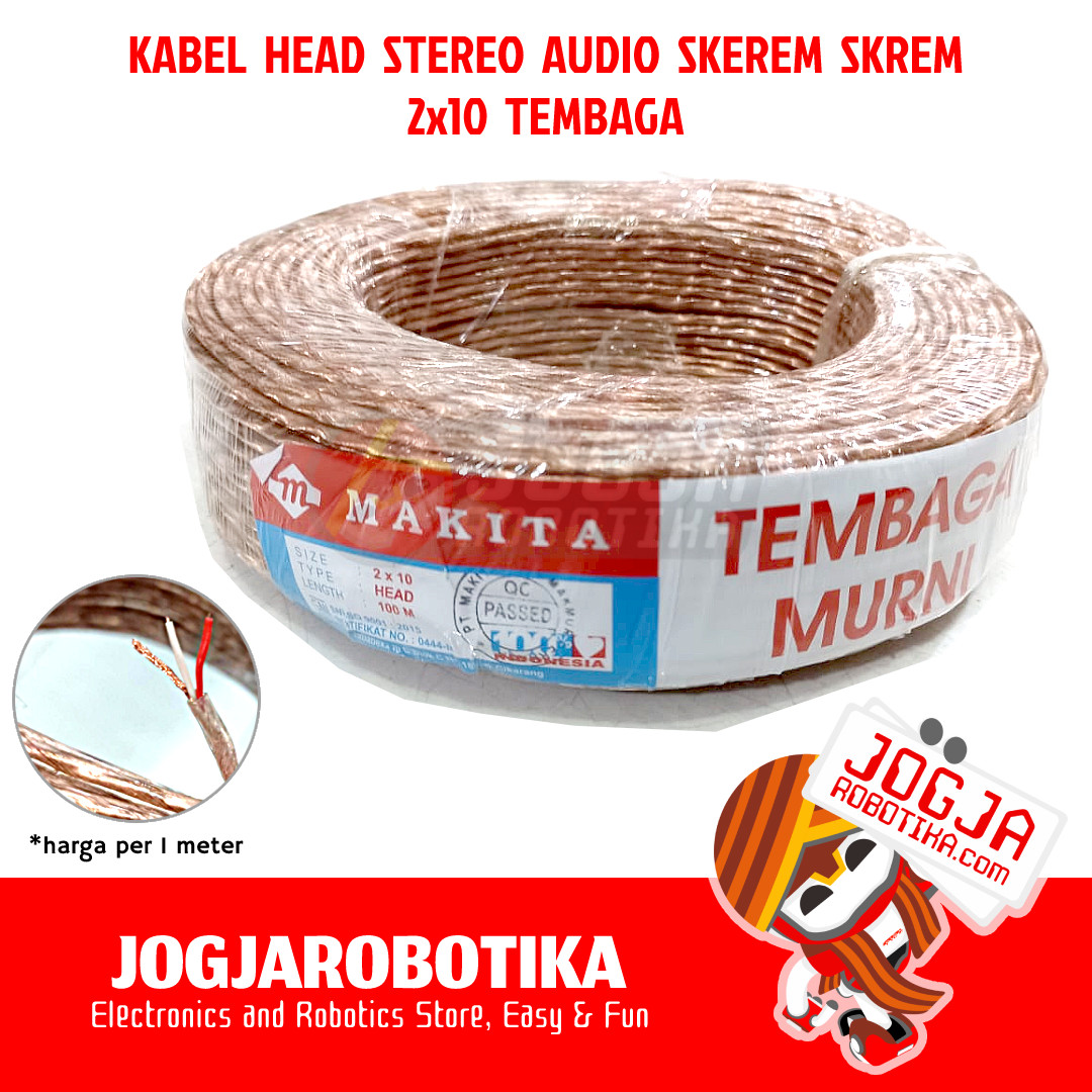 KABEL CABLE HEAD STEREO AUDIO SKEREM SKREM TEMBAGA 2X10