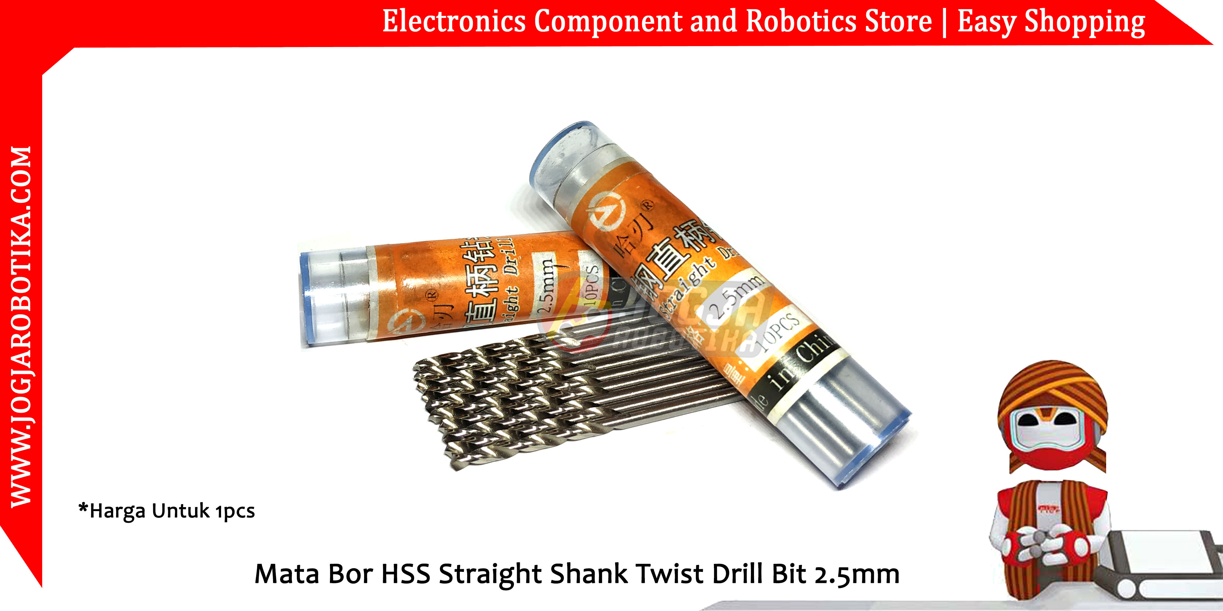 Mata Bor HSS Straight Shank Twist Drill Bit 2.5mm - Toko Komponen ...