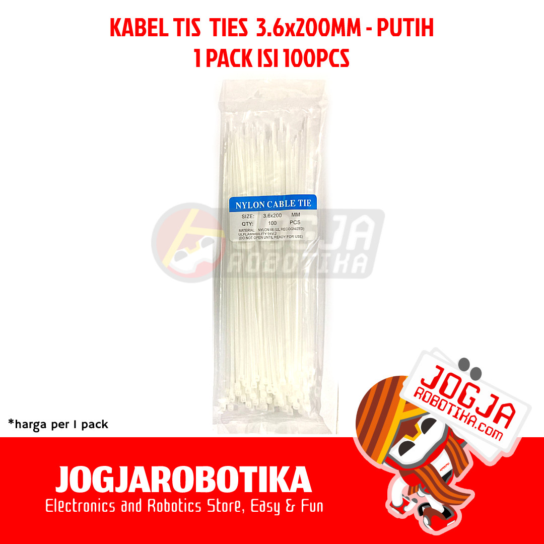 KABEL TIS CABLE TIES 1PACK ISI 100PCS - (3.6*200)MM PUTIH