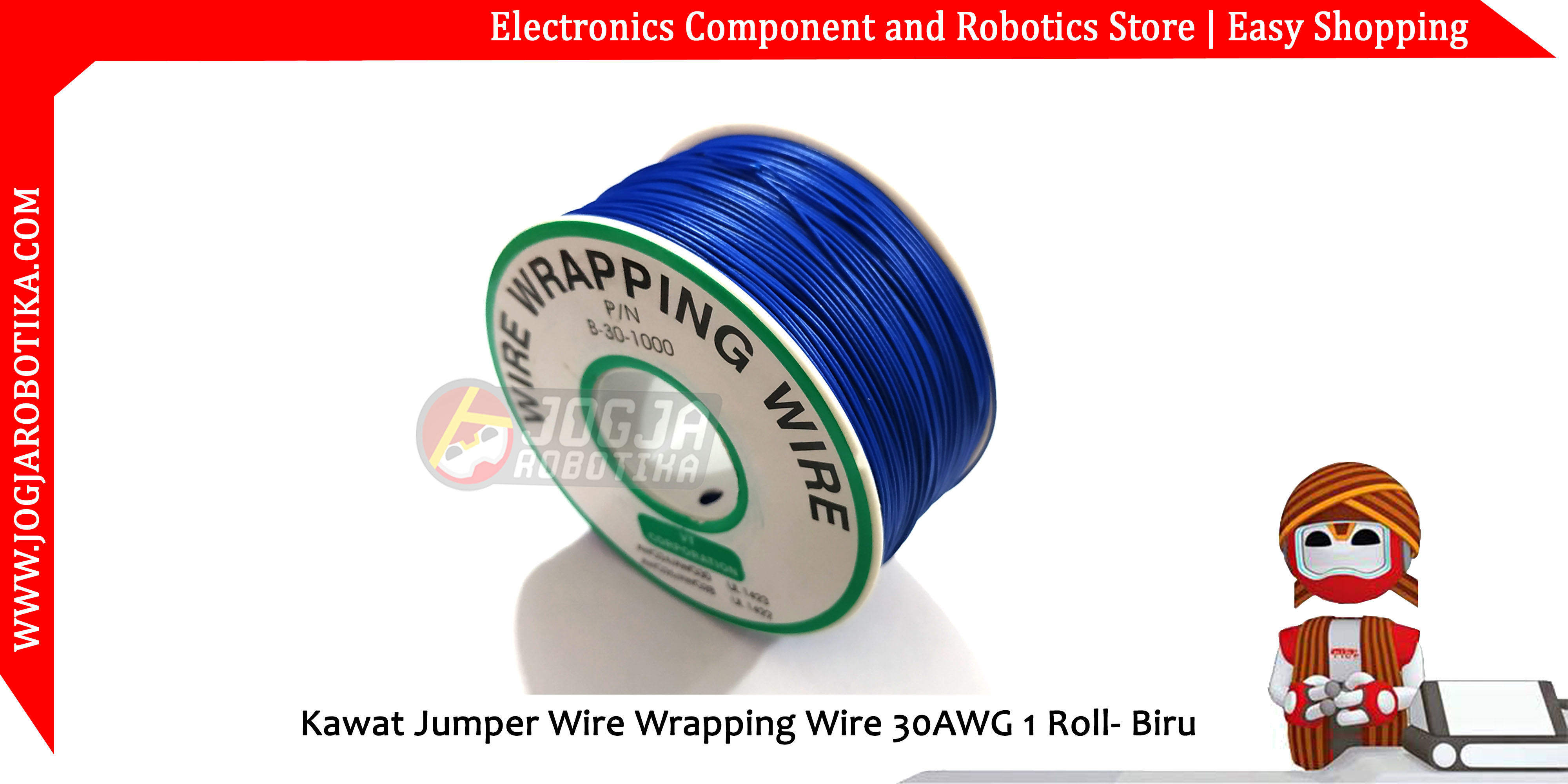 Kawat Jumper Wire Wrapping Wire 30AWG 1 Roll - Biru - Toko Komponen ...