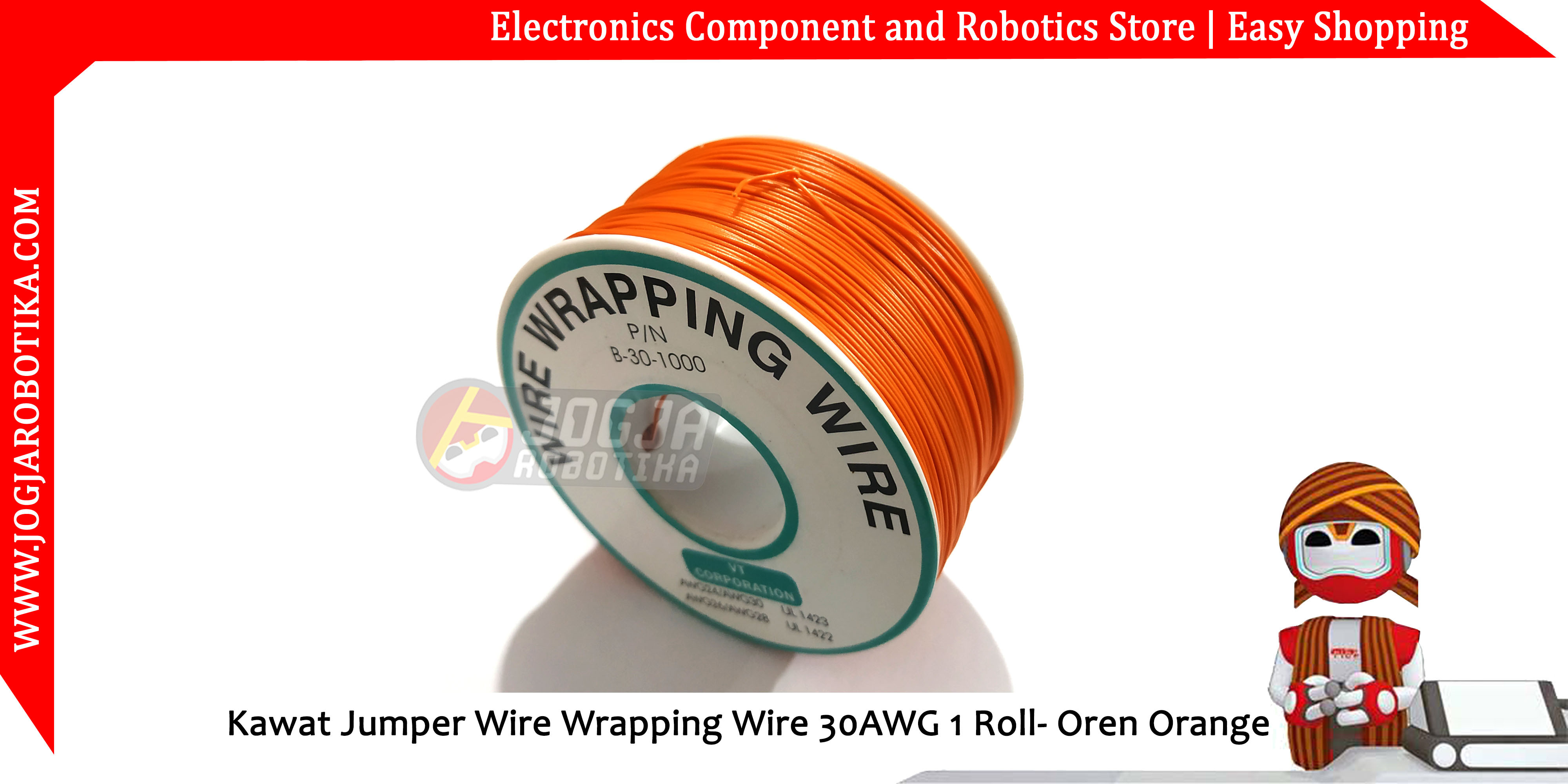 Kawat Jumper Wire Wrapping Wire 30AWG 1 Roll - Oren Orange - Toko ...