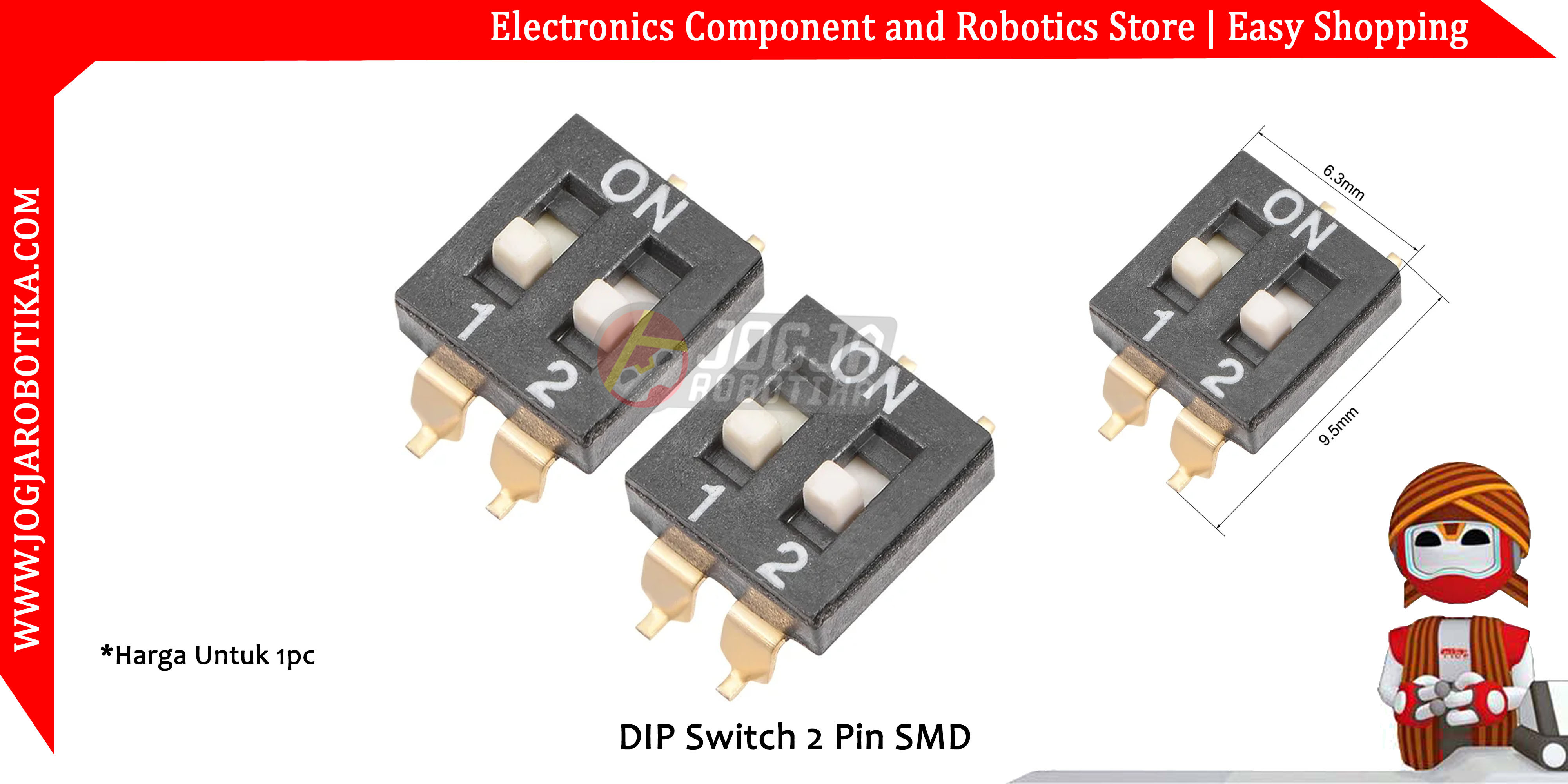 Jual DIP Switch 2 Pin SMD