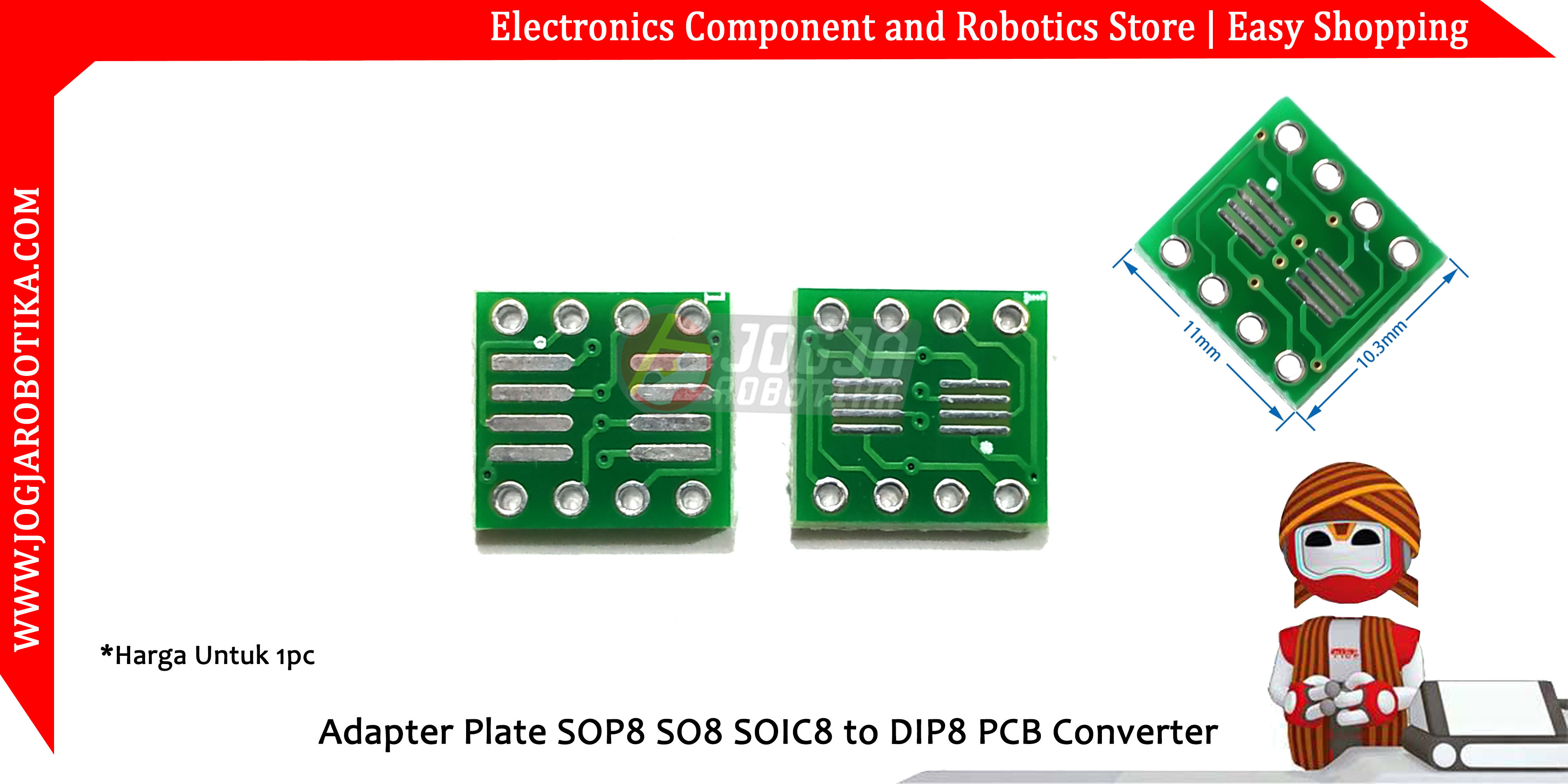Adapter Plate SOP8 SO8 SOIC8 to DIP8 PCB Converter - Toko Komponen ...