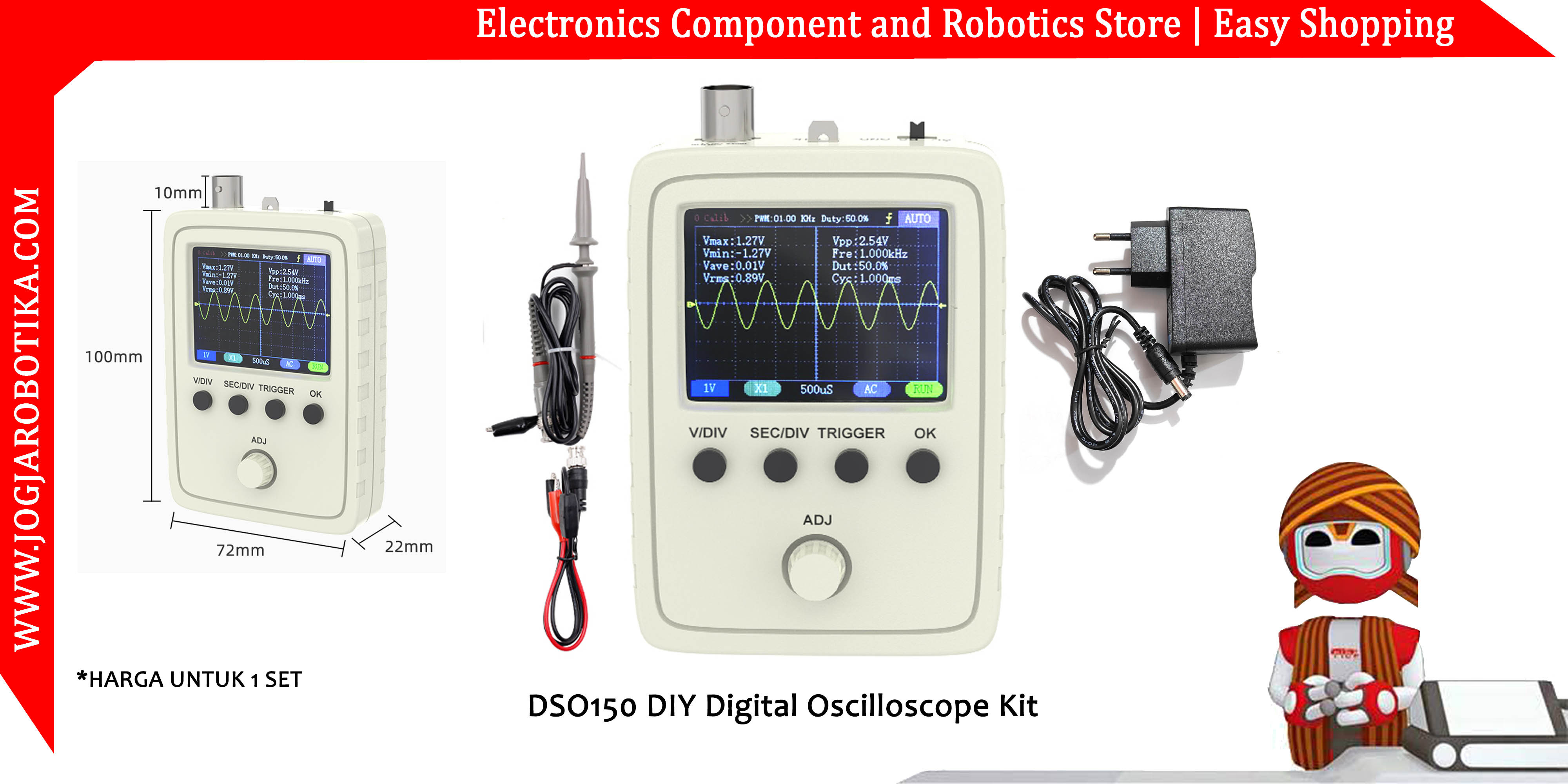 jual DSO150 DIY Digital Oscilloscope Kit