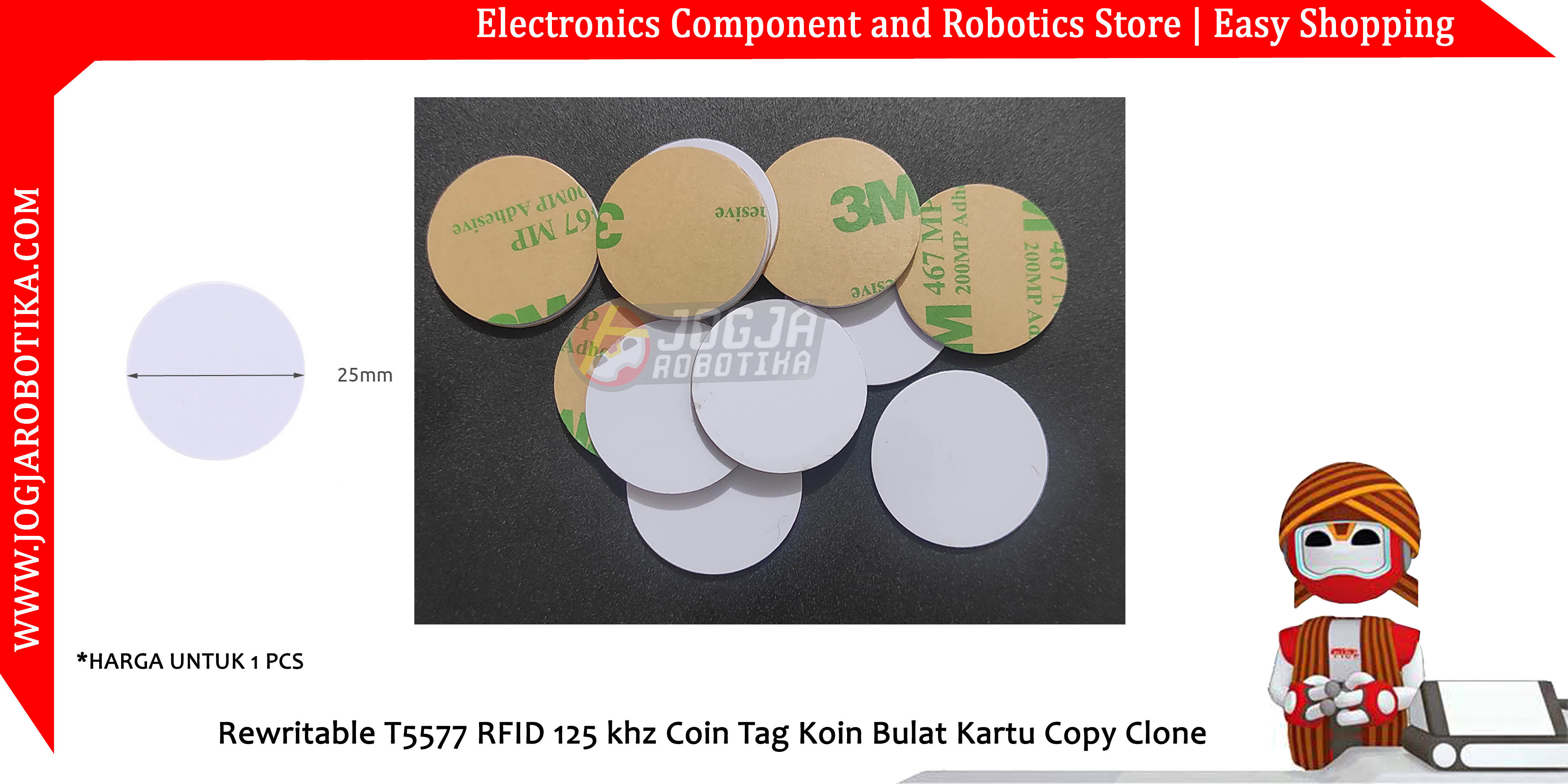 Rewritable T5577 RFID Coin Tag Koin Bulat 125 khz Copy Clone Duplicate