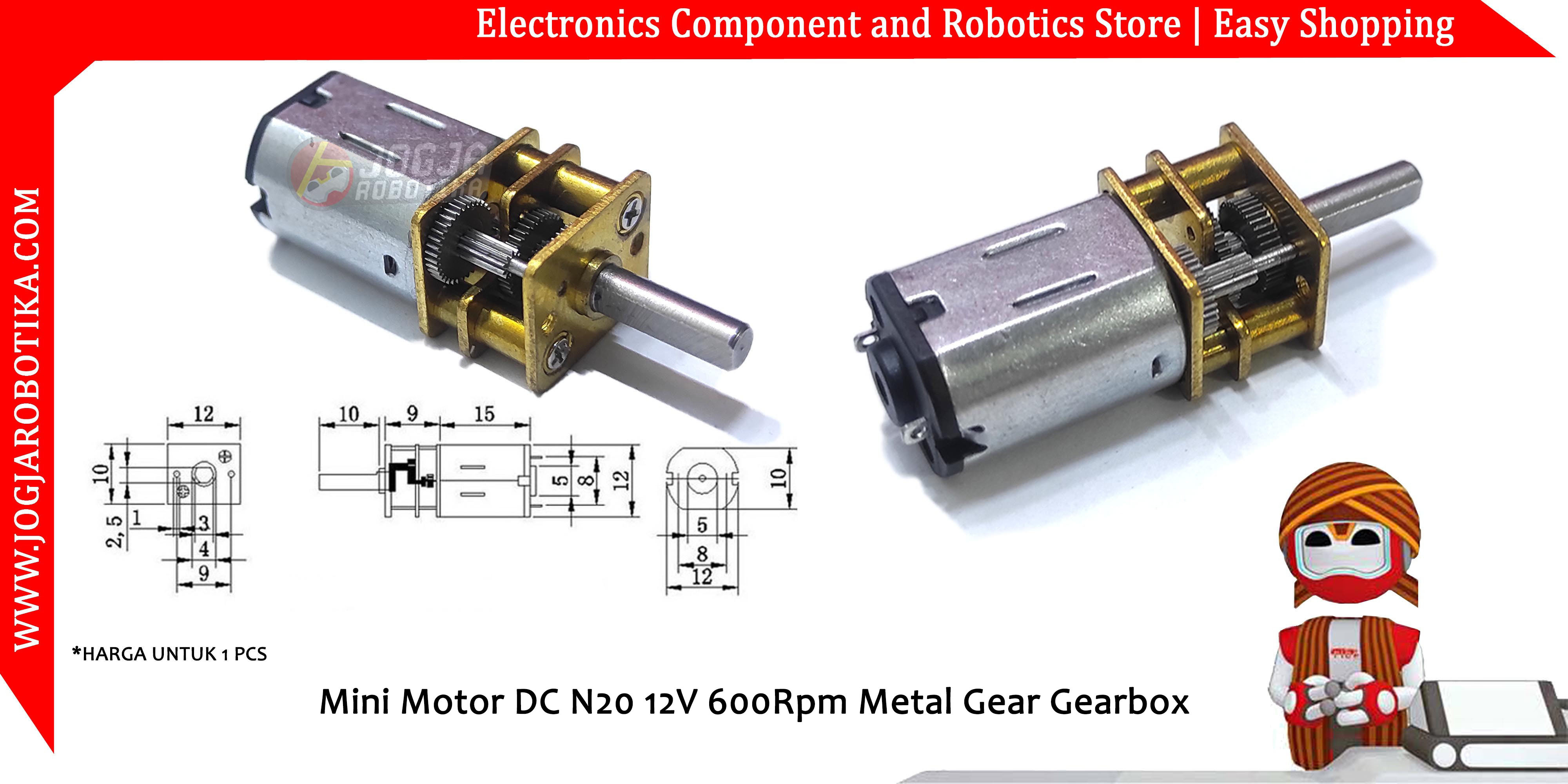 Mini Motor DC N20 12V 500Rpm Metal Gear Gearbox