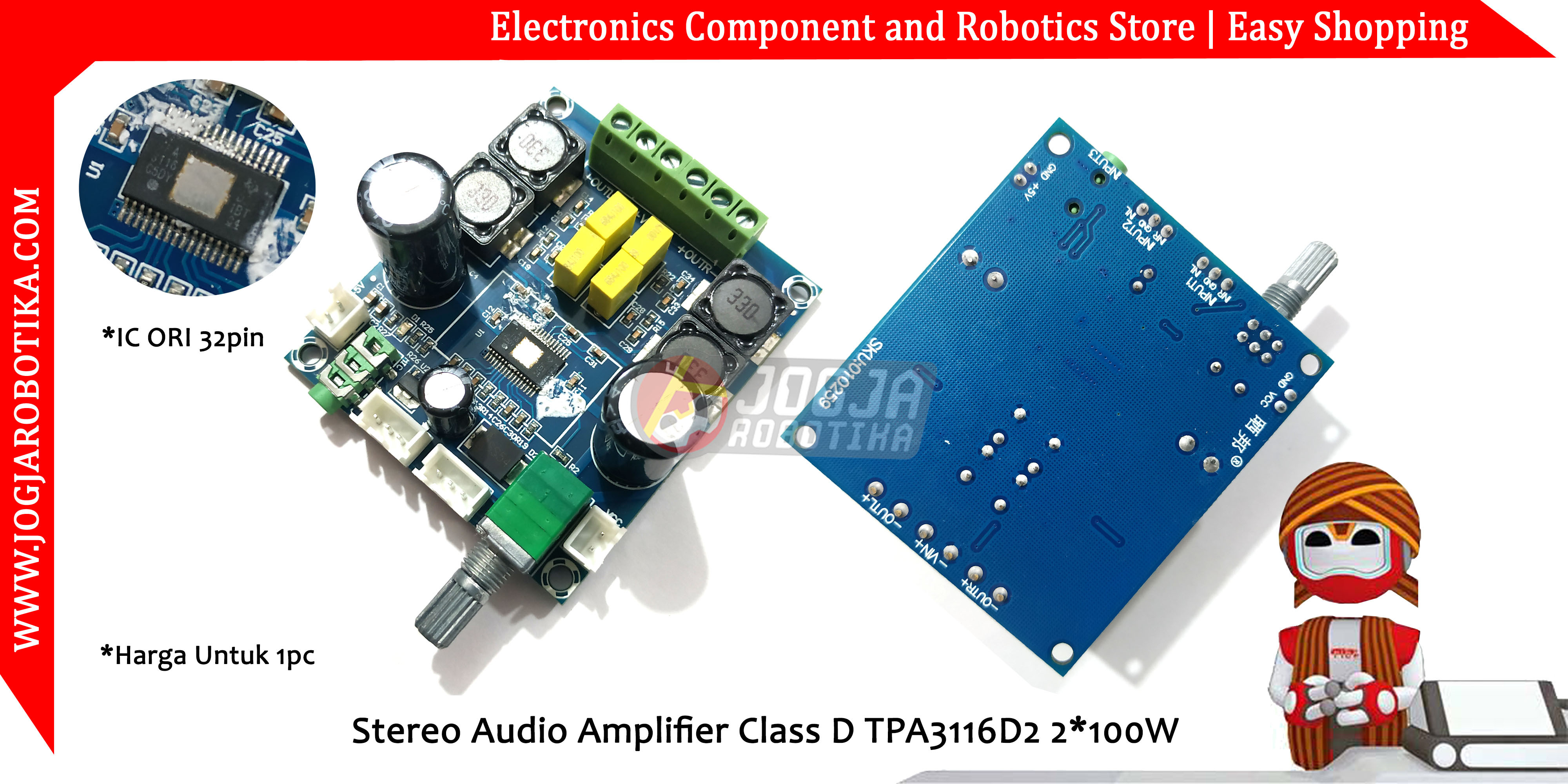 Stereo Audio Amplifier Class D TPA3116D2 2*100W - Toko Komponen ...