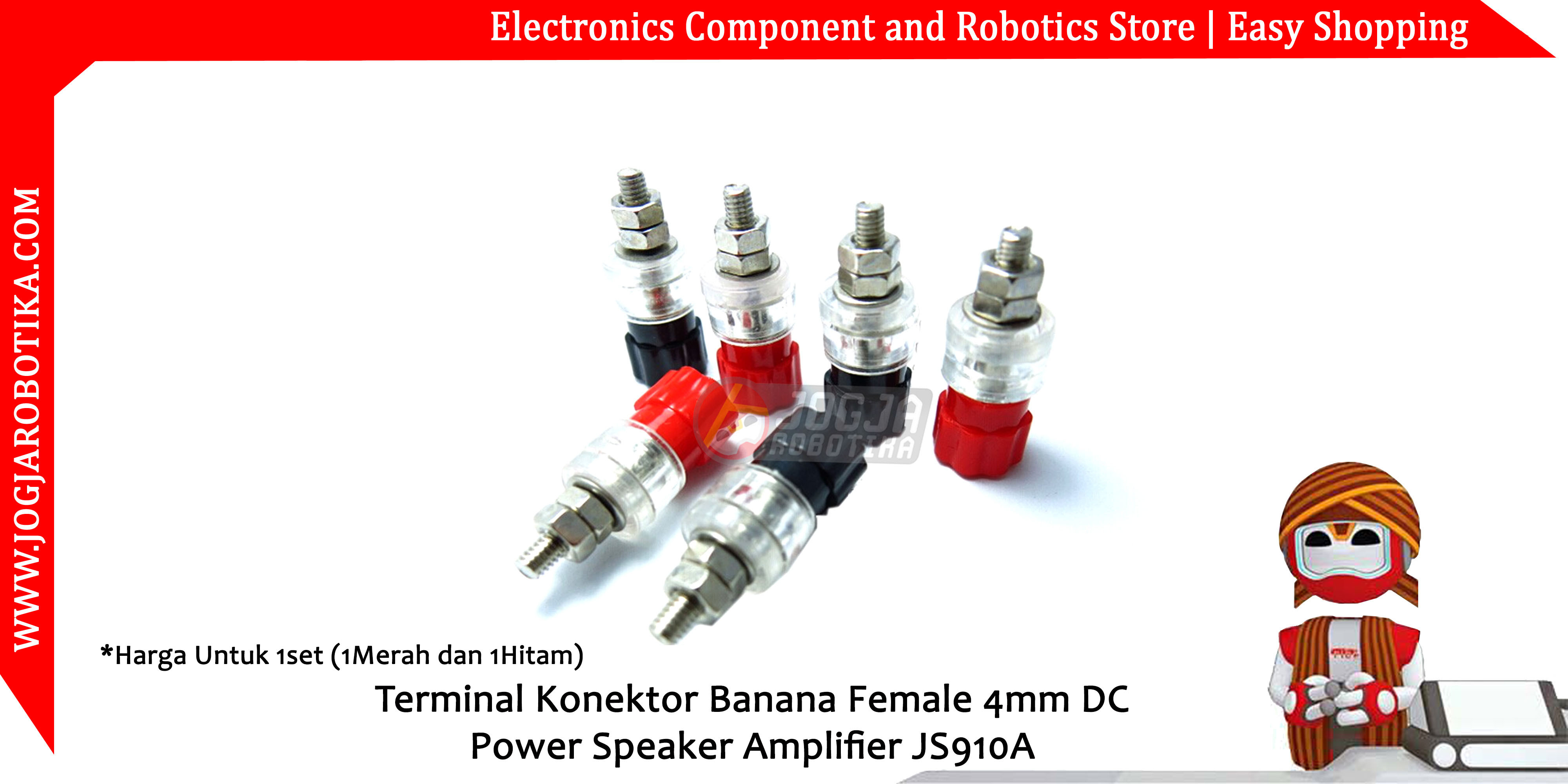 Terminal Konektor Banana Female 4mm DC Power Speaker Amplifier JS910A