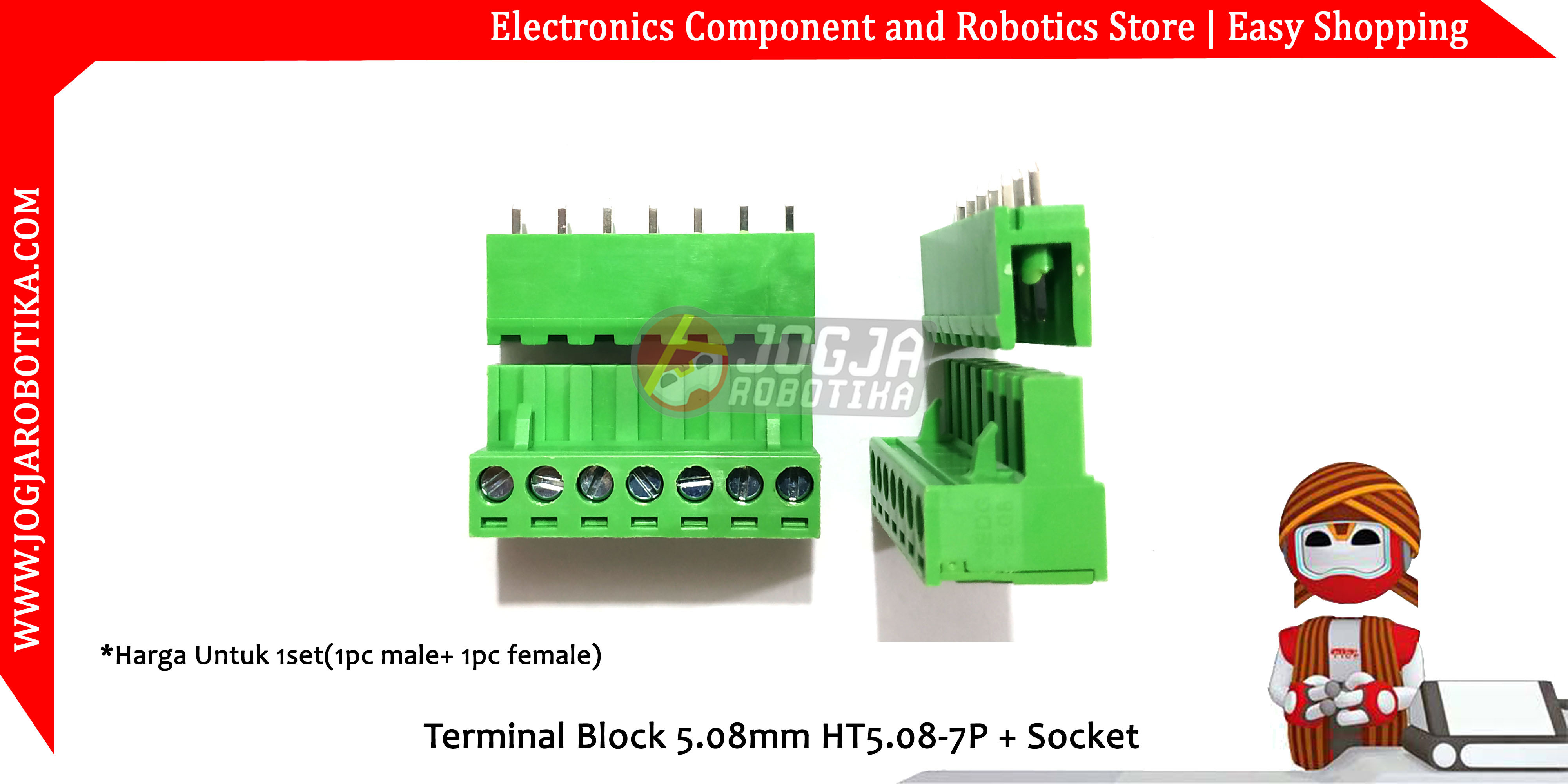 Terminal Block 5.08mm HT5.08-7P + Socket