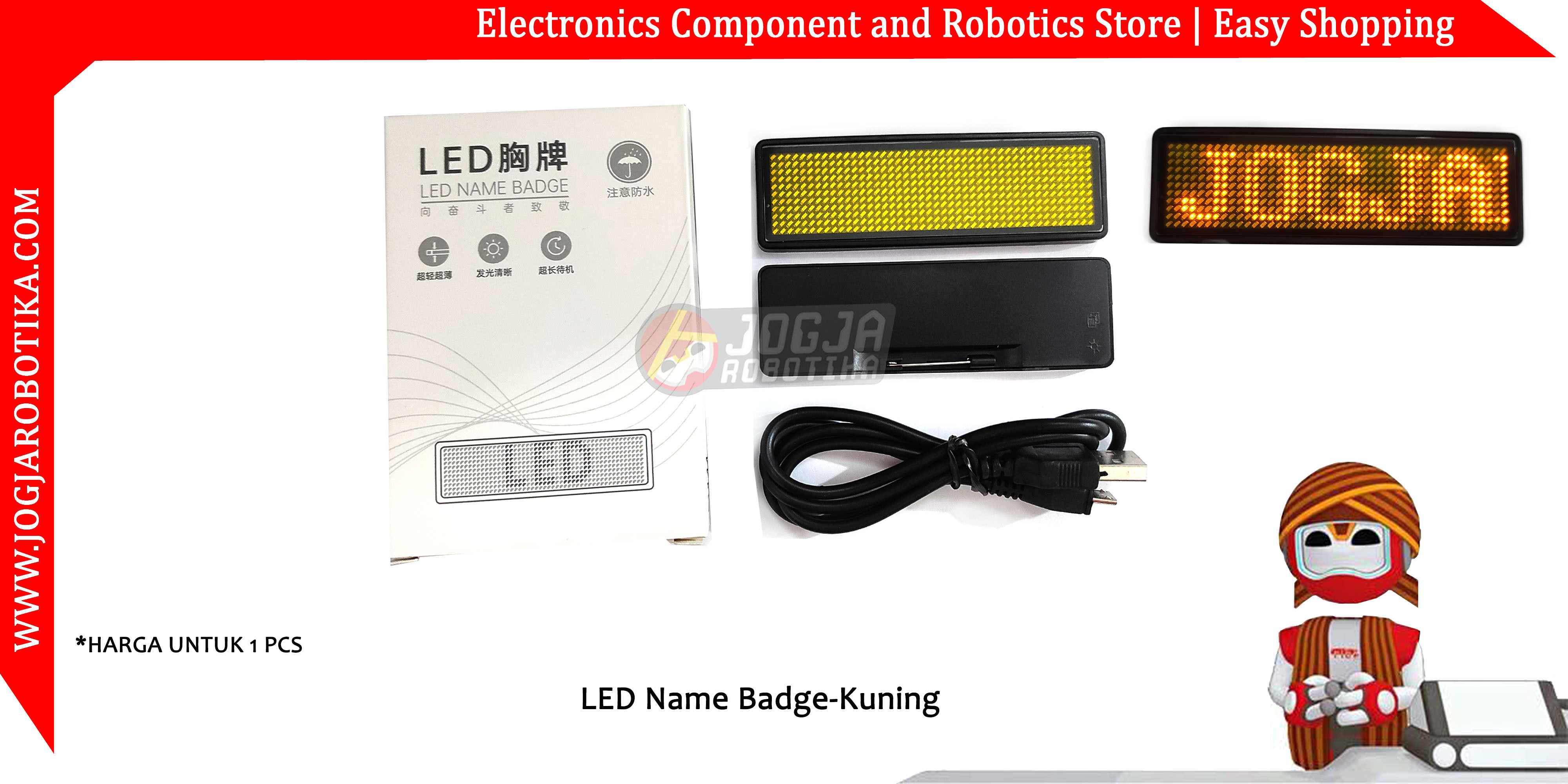 LED Name Badge-Pink Merah Muda