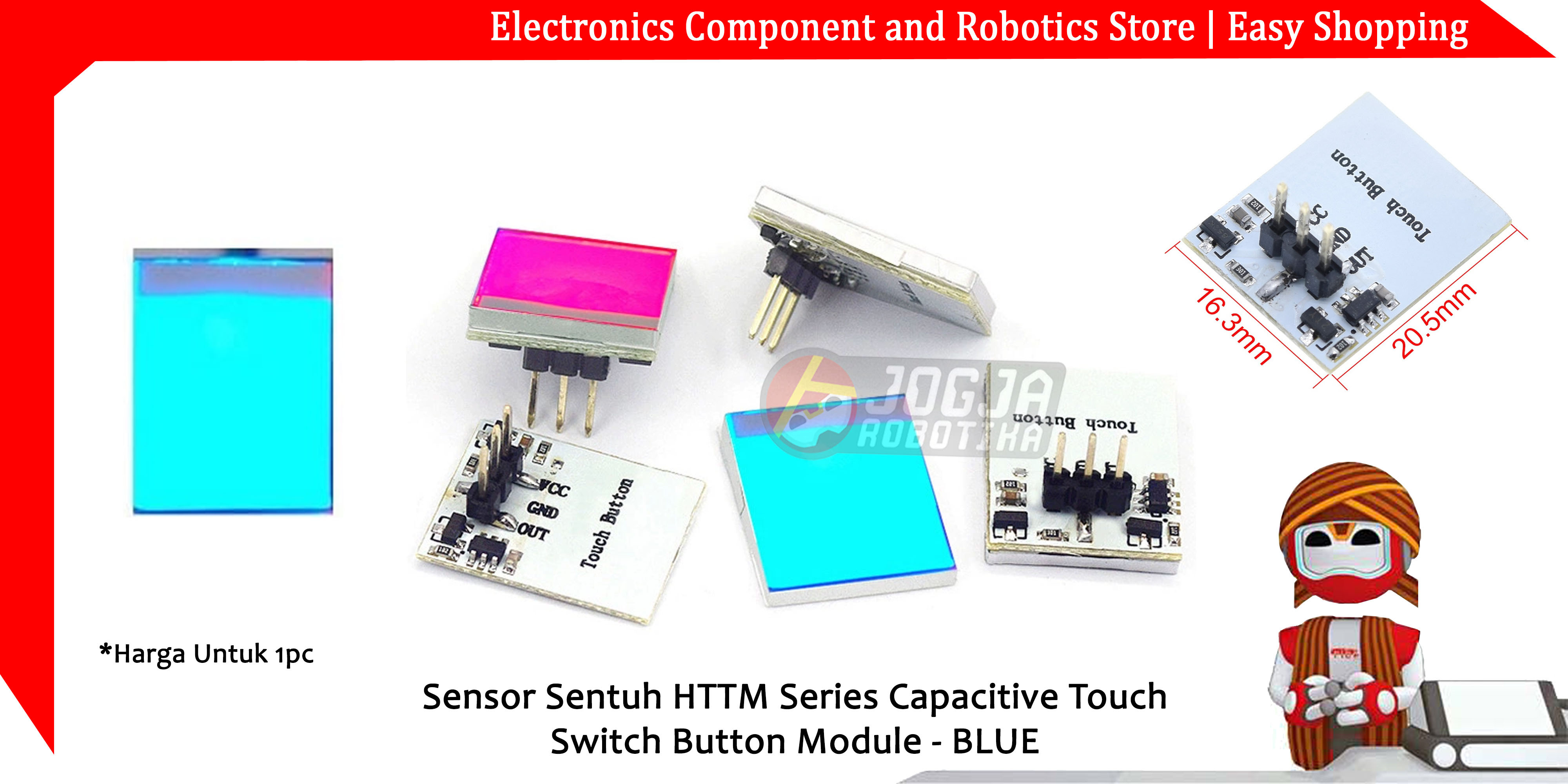 Sensor Sentuh HTTM Series Capacitive Touch Switch Button Module - BLUE