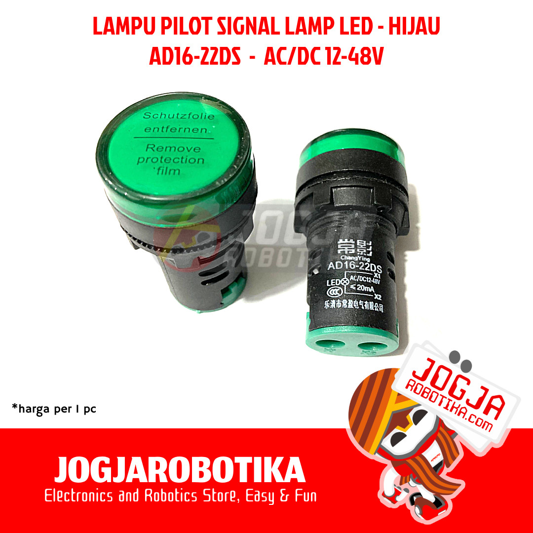 LAMPU PILOT SIGNAL LAMP LED AC/DC 12-48V AD16-22DS - HIJAU