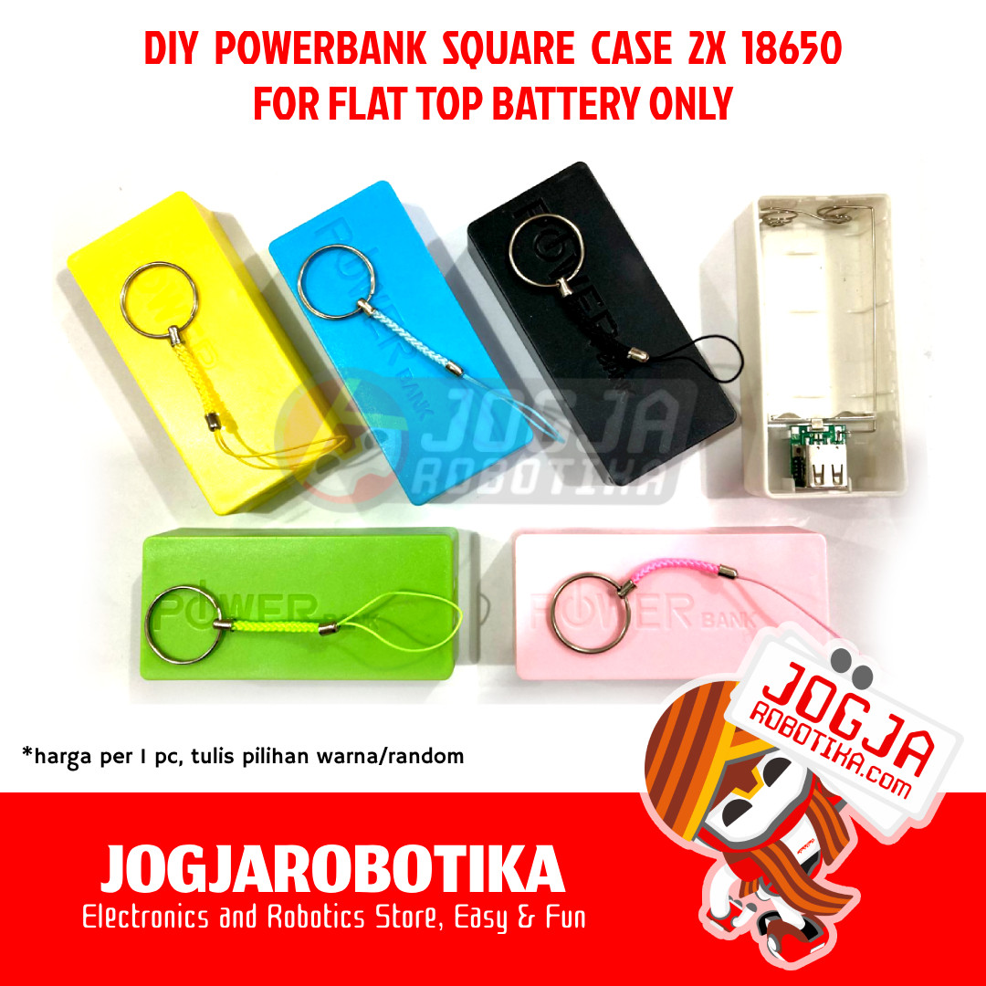DIY Powerbank Square Case 2x 18650 Casing Power Bank
