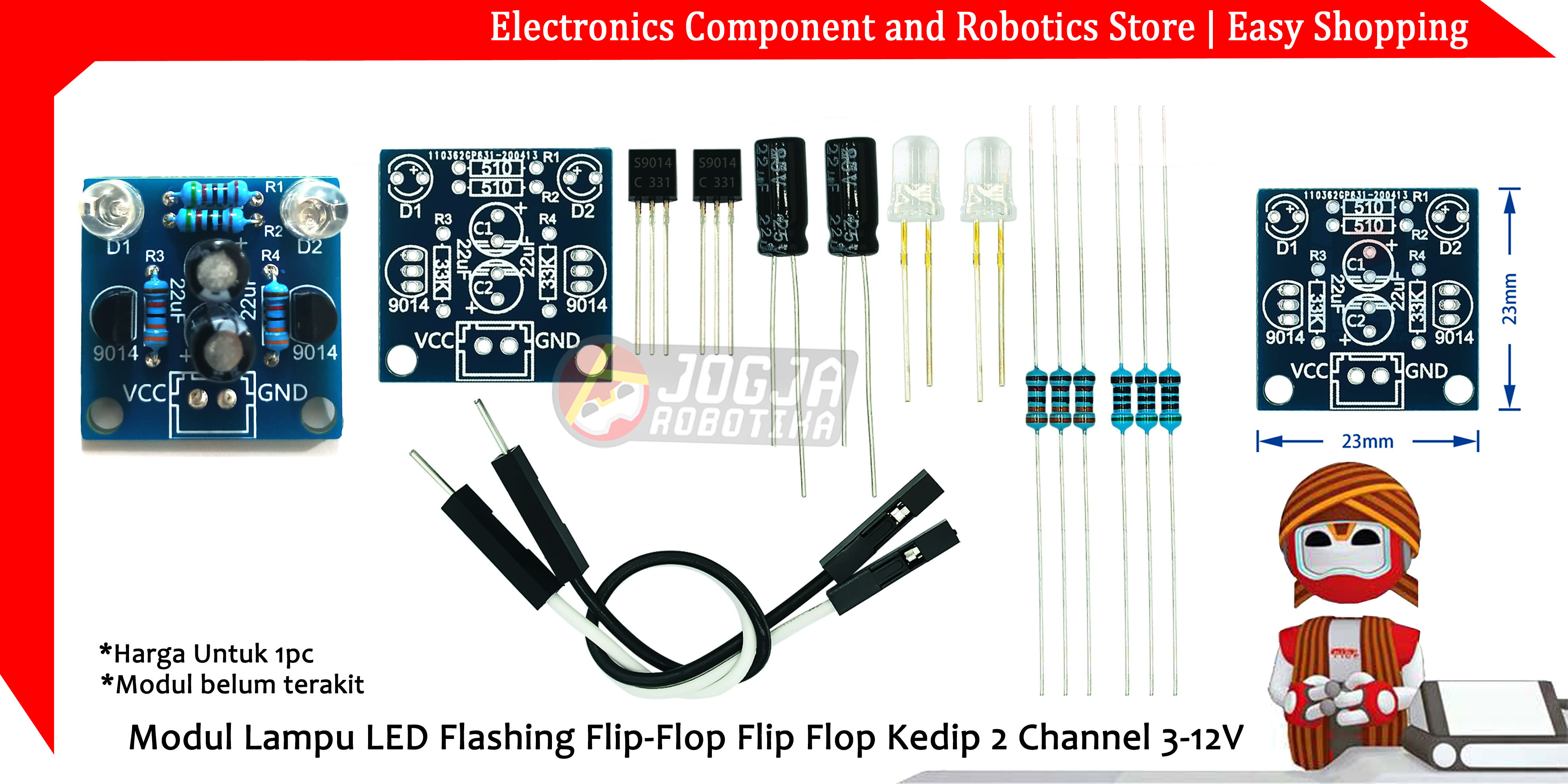 Modul Lampu LED Flashing Flip-Flop Flip Flop Kedip 2 Channel 3-12V