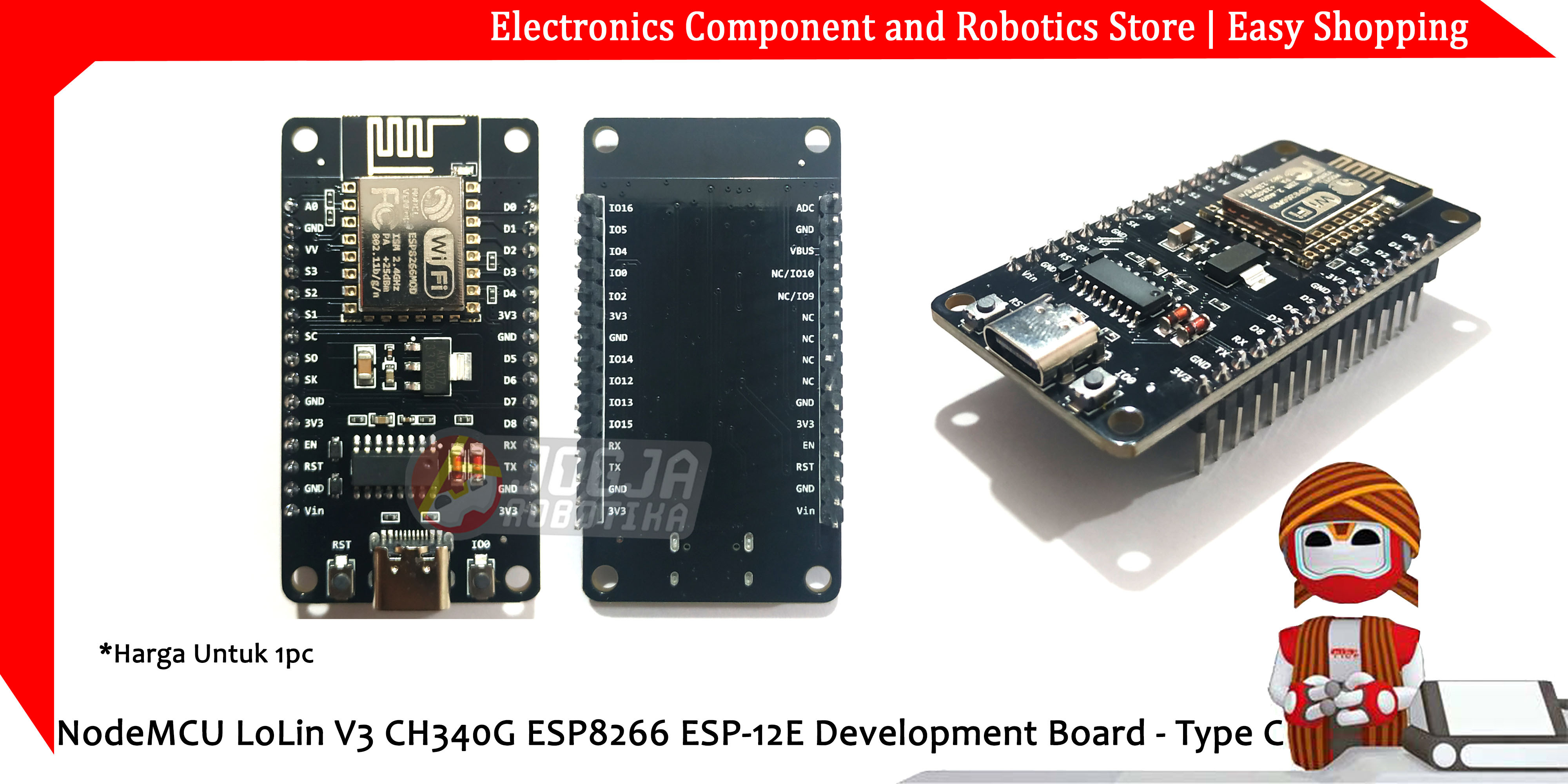 NodeMCU LoLin V3 CH340G ESP8266 ESP-12E Development Board - Type C