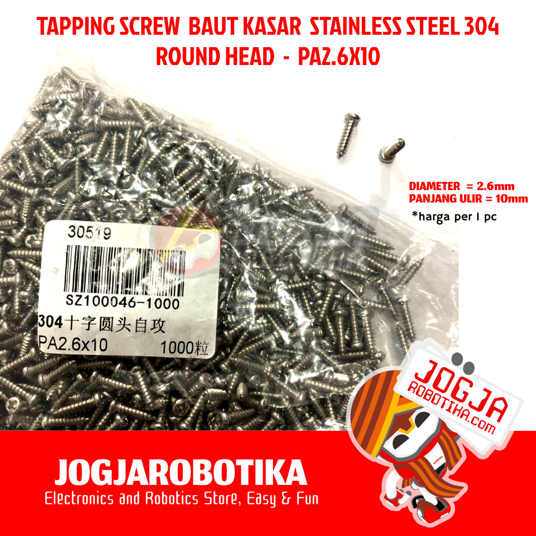 TAPPING SCREW SKRUP BAUT KASAR 304 STAINLESS STEEL - PA2.6x10