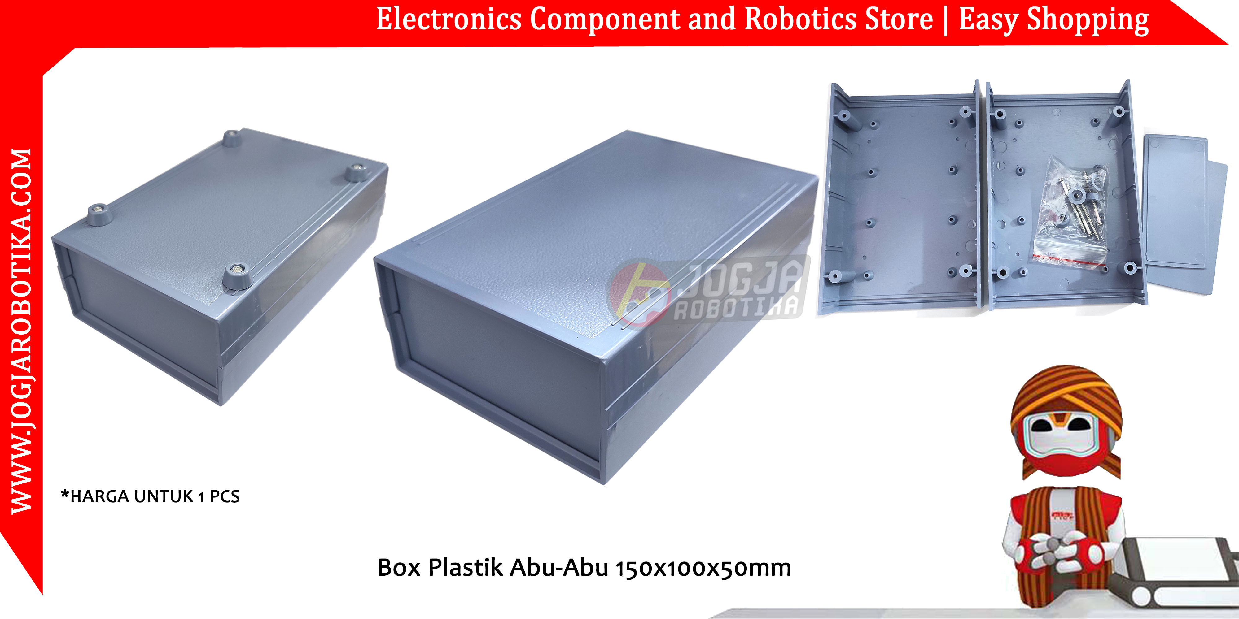 Jual Box Plastik Abu-Abu 150x100x 50mm