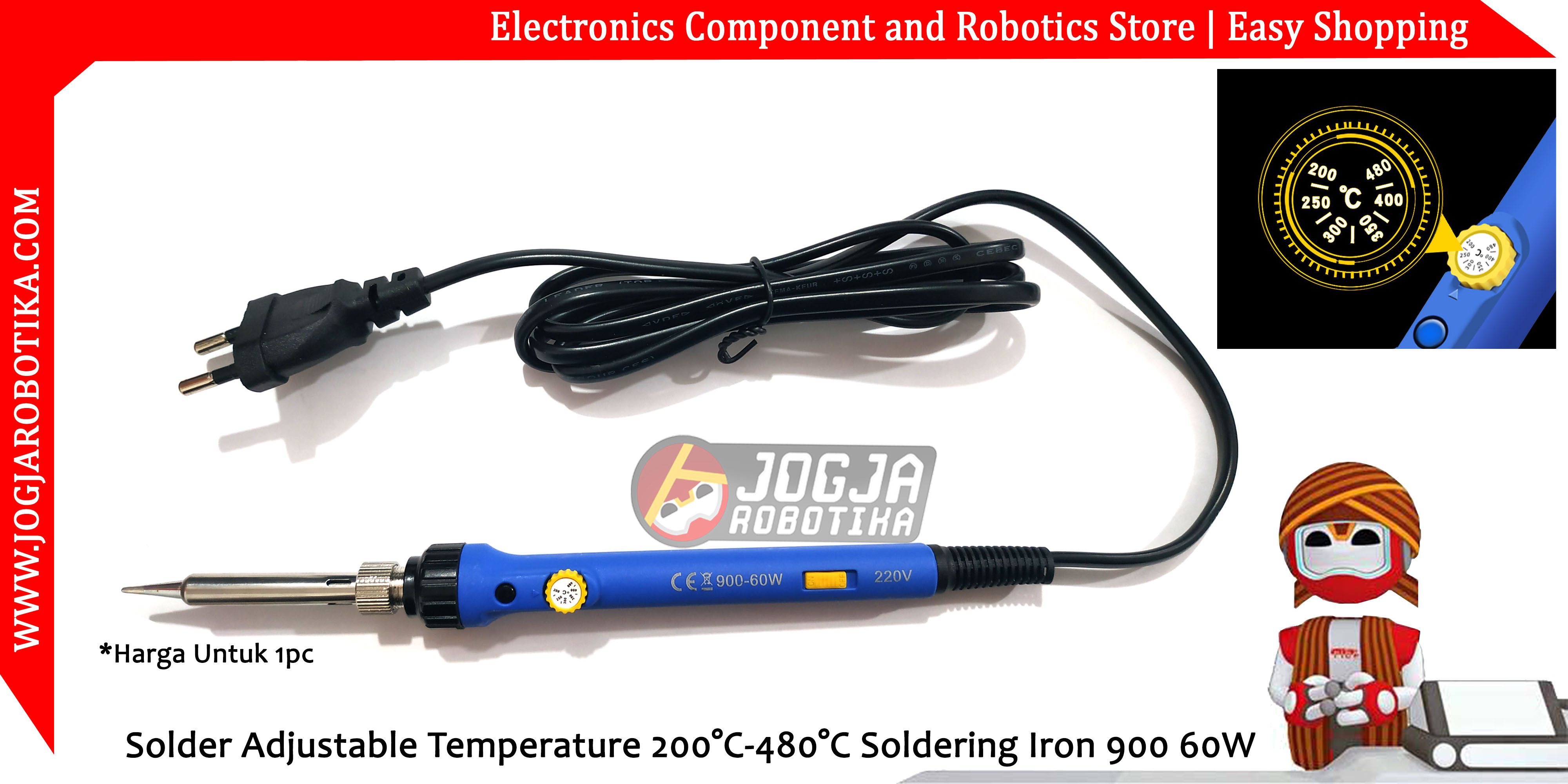 Solder Adjustable Temperature 200°C-480°C Soldering Iron 900 60W