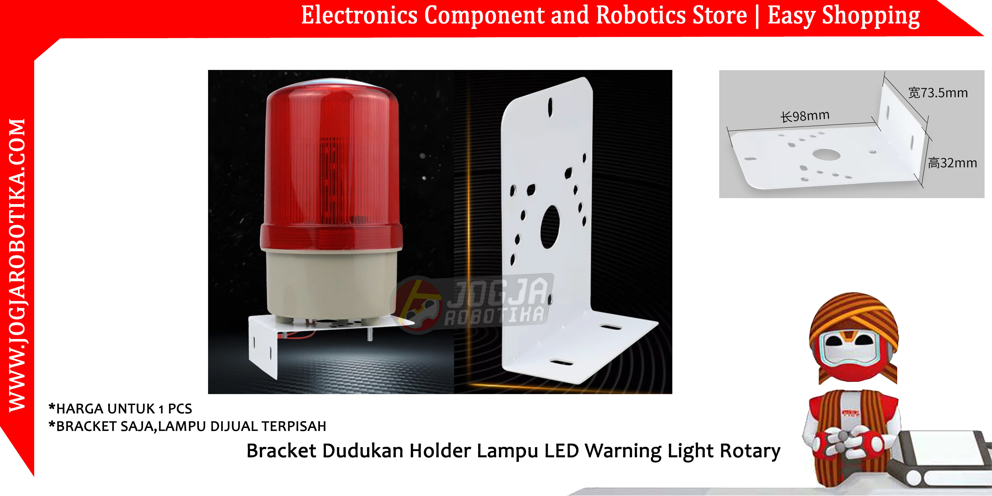 Bracket Dudukan Holder Lampu LED Warning Light Rotary
