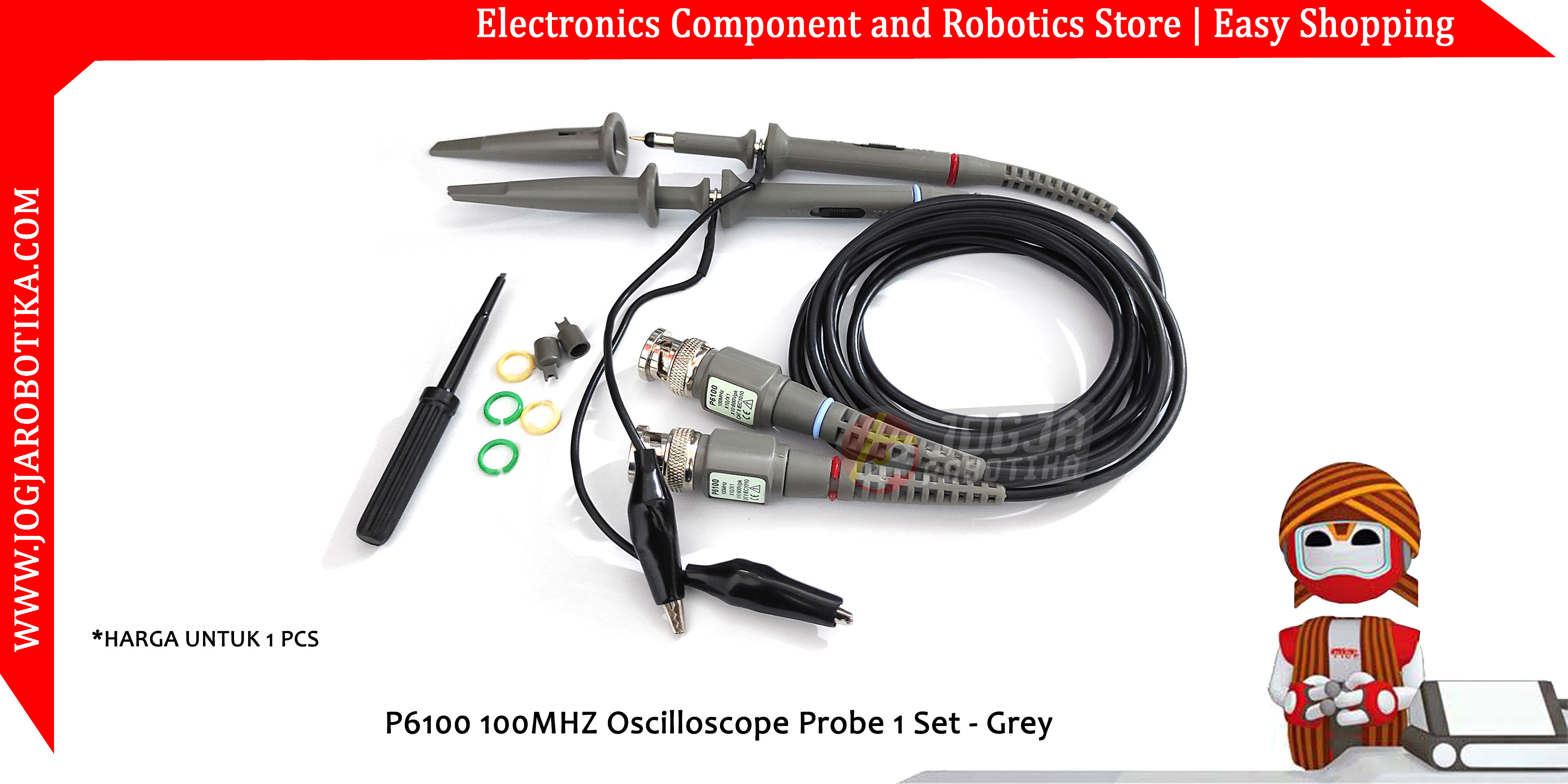jual P6100 100MHZ Oscilloscope Probe - Grey