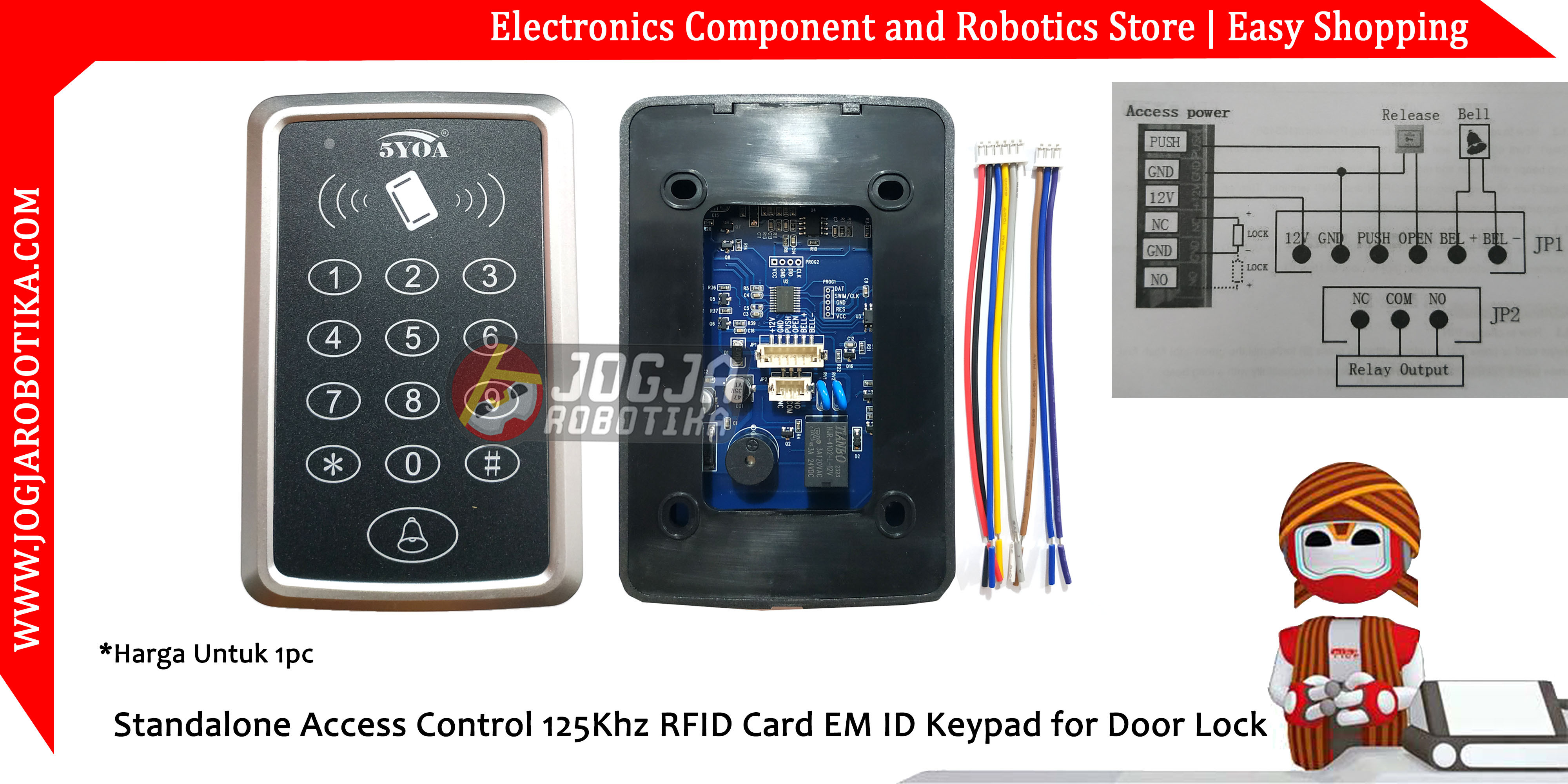 Standalone Access Control 125Khz RFID Card EM ID Keypad for Door Lock