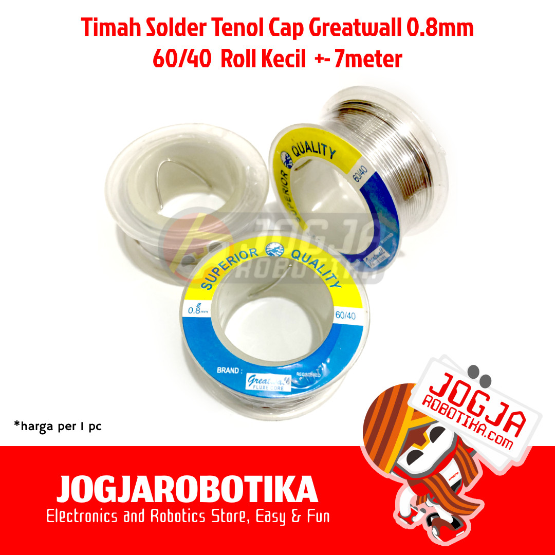Timah Solder Tenol Cap Greatwall 0.8mm 60/40 Roll Kecil +-7 Meter
