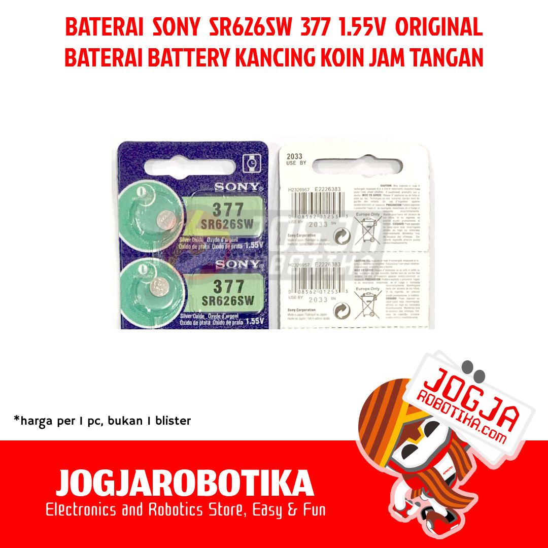 BATERAI BATTERY SONY SR626SW 377 1.55V KANCING KOIN JAM TANGAN - ORI