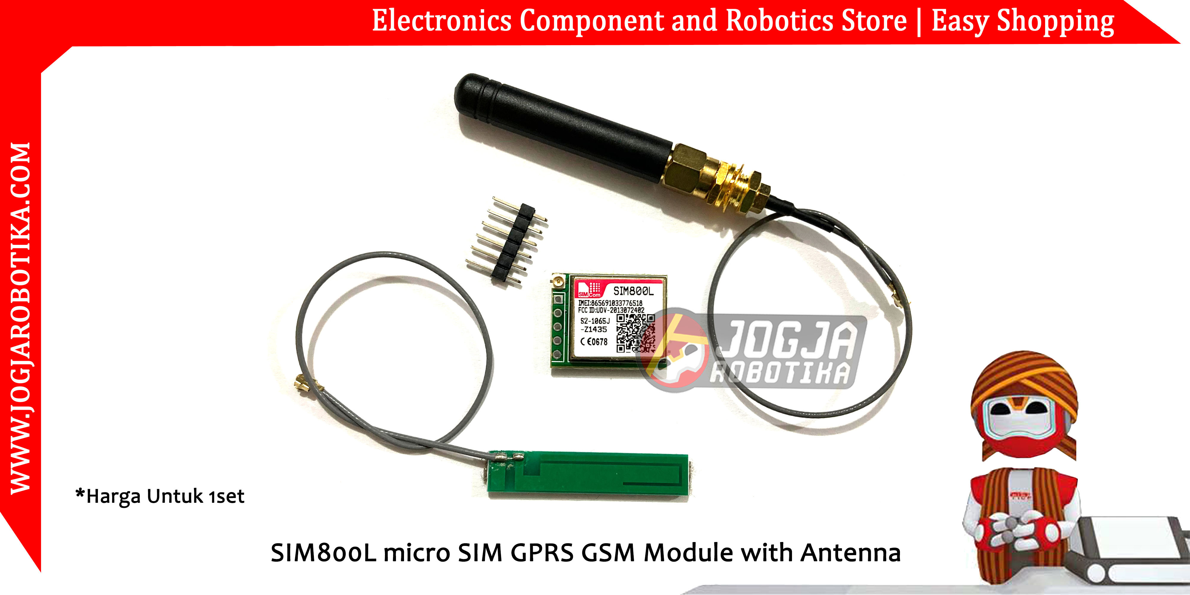 Jual SIM800L micro SIM GPRS/GSM Module w/ Antenna