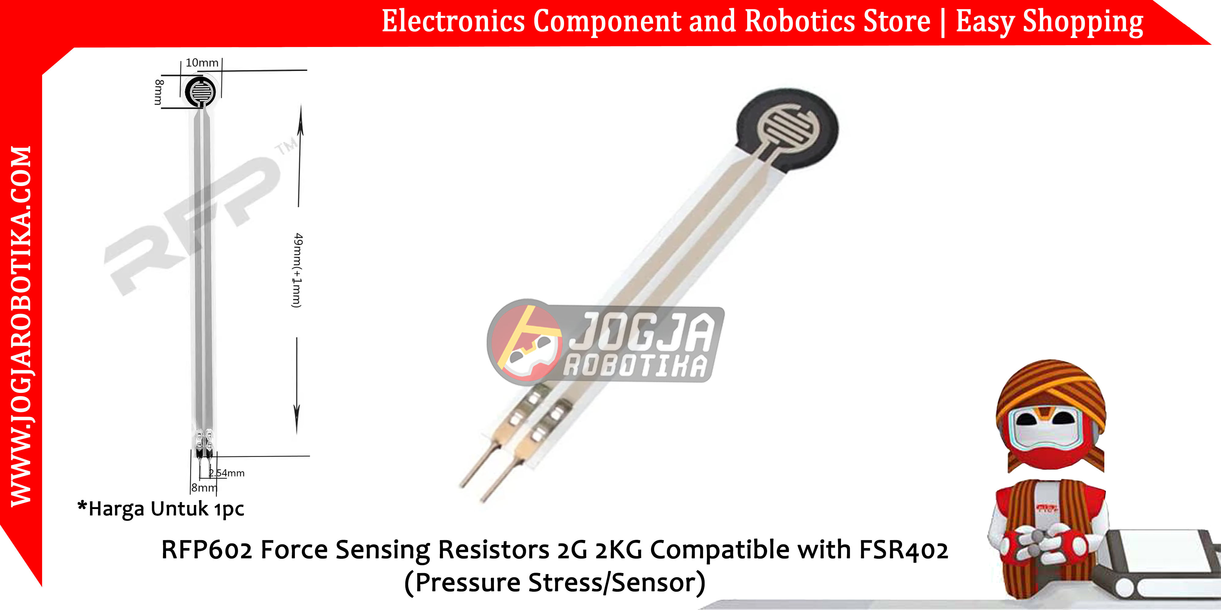 RFP602 Force Sensing Resistors 2G 2KG Compatible with FSR402 (Pressure ...