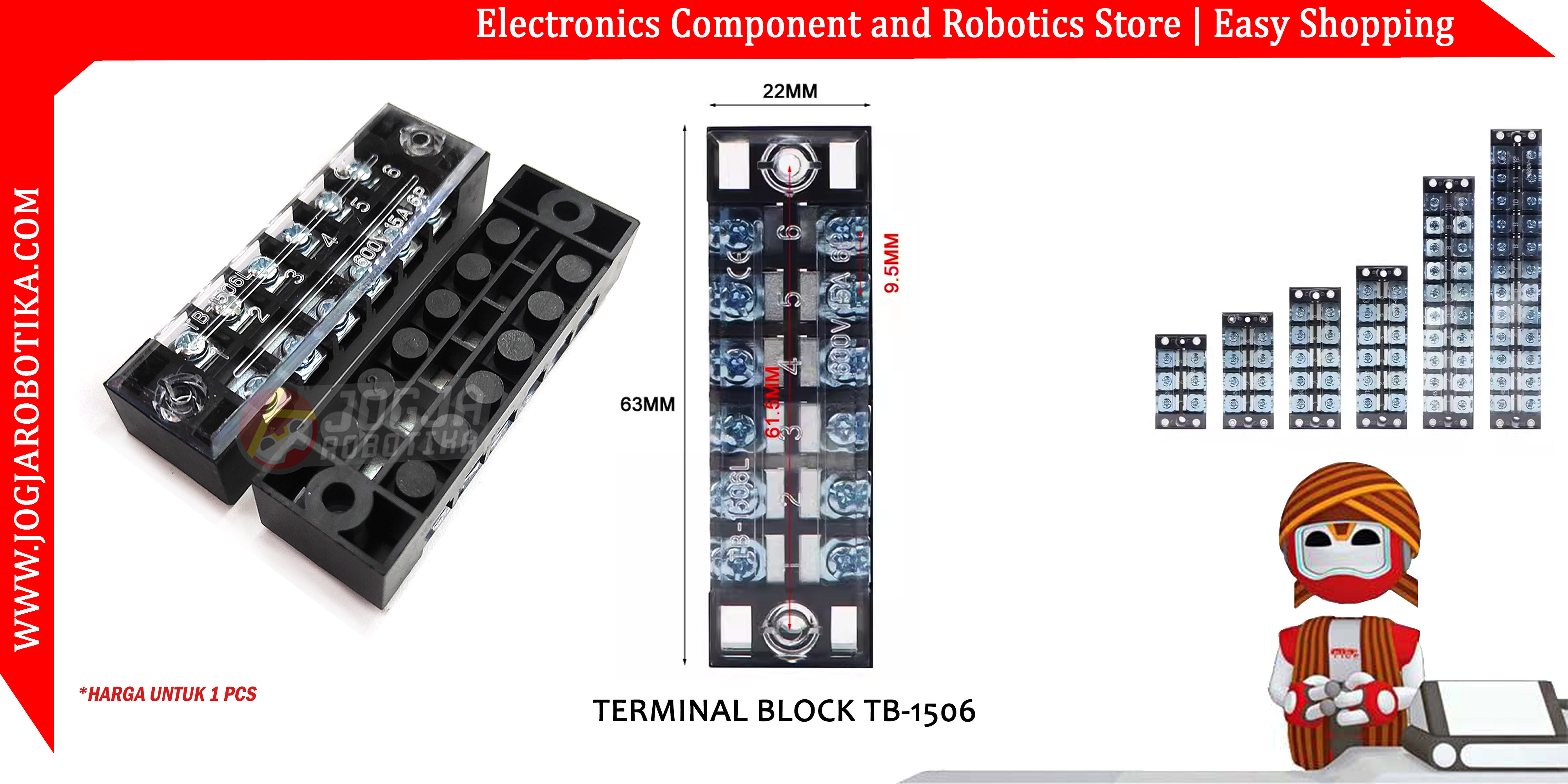 Terminal Block Blok 600V 25A TB-1506