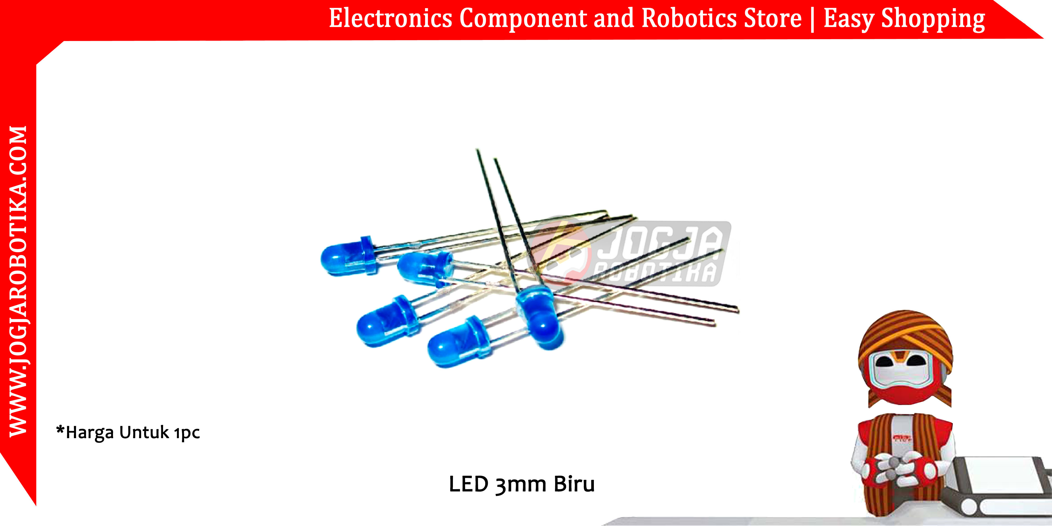 LED 3mm Biru - Toko Komponen Elektronik , Listrik , LED dan Robotika