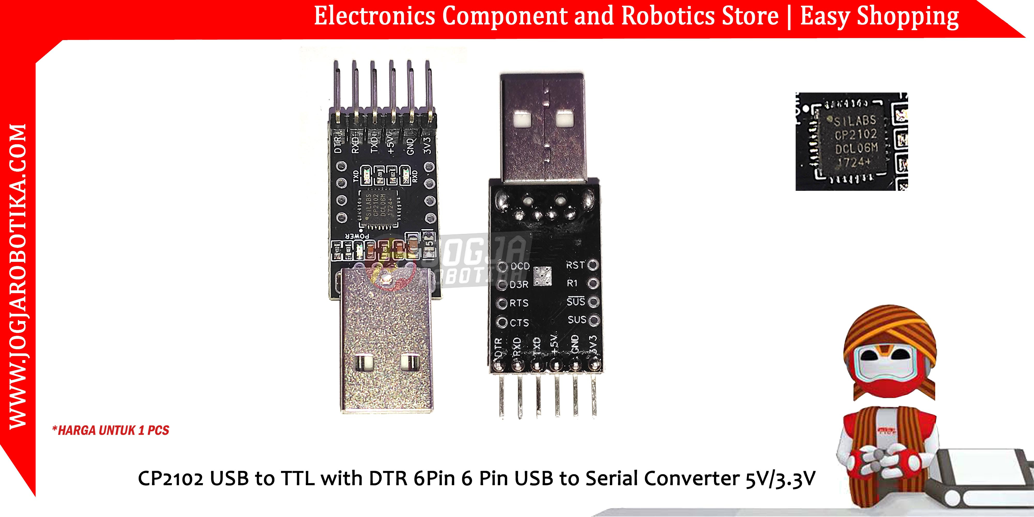 CP2102 USB to TTL with DTR 6Pin 6 Pin USB to Serial Converter 5V/3.3V
