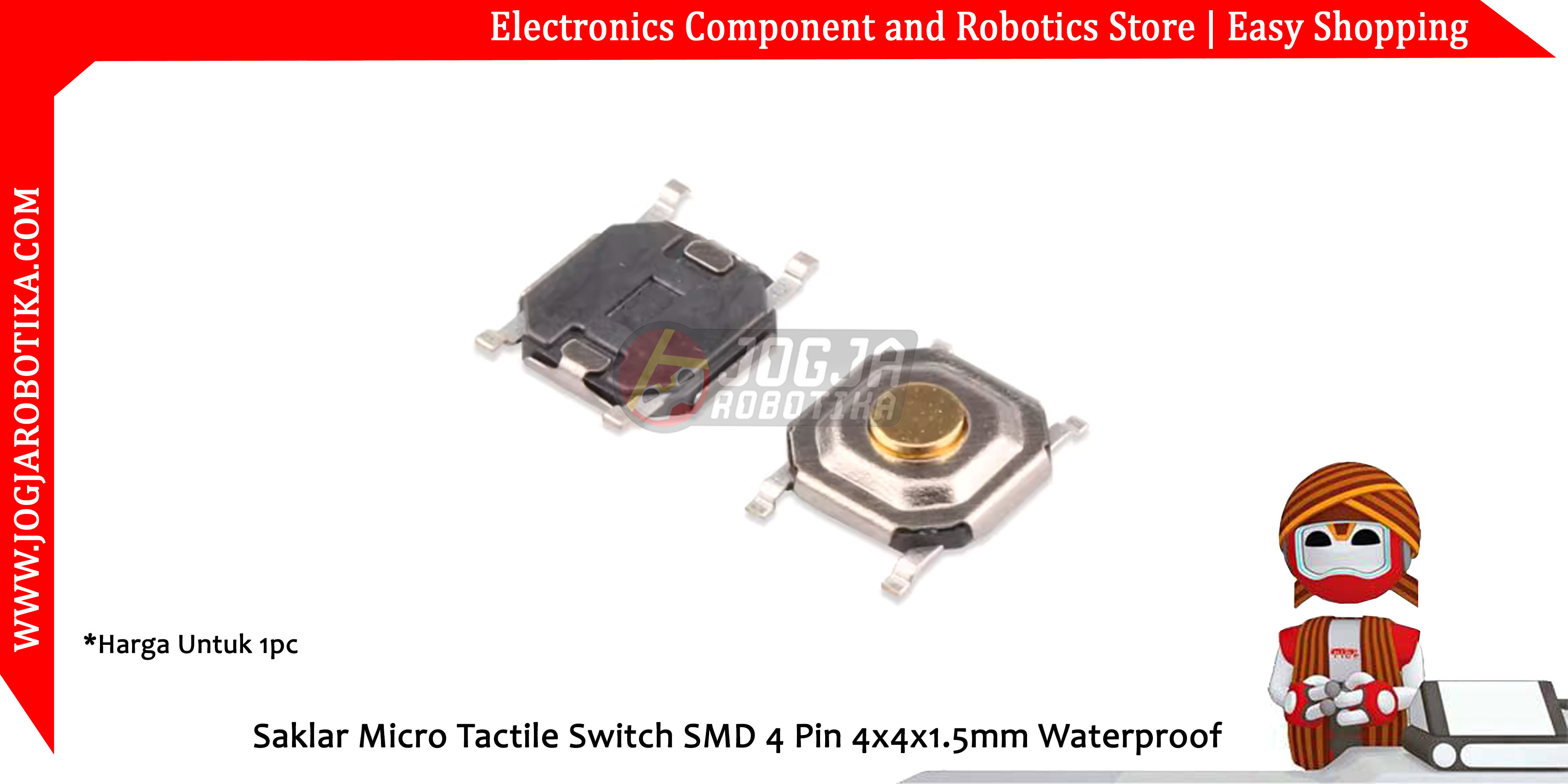Saklar Micro Tactile Switch SMD 4 Pin 4x4x1.5mm Waterproof - Toko ...