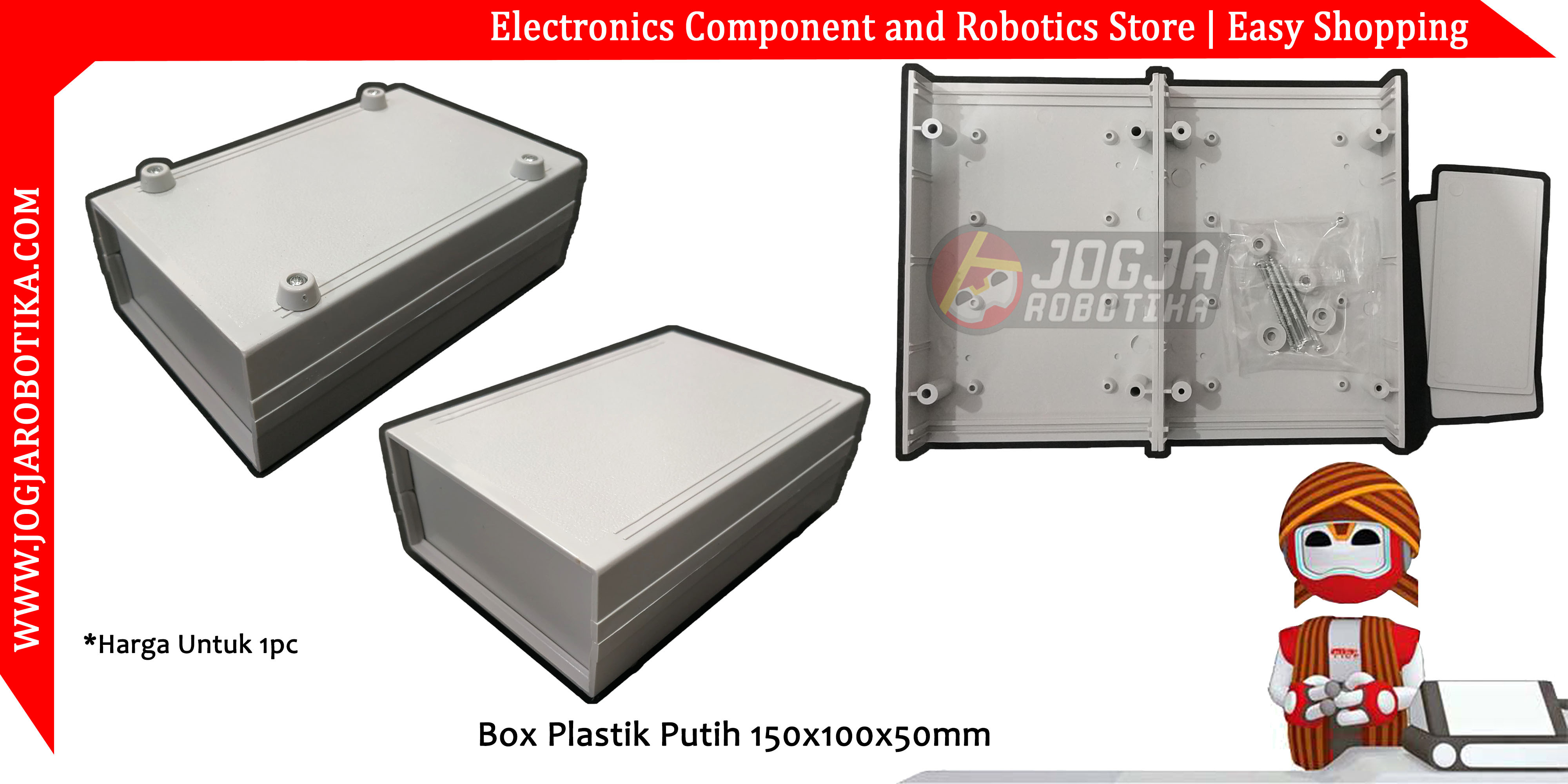 Jual Box Plastik Abu-Abu 150x100x 50mm