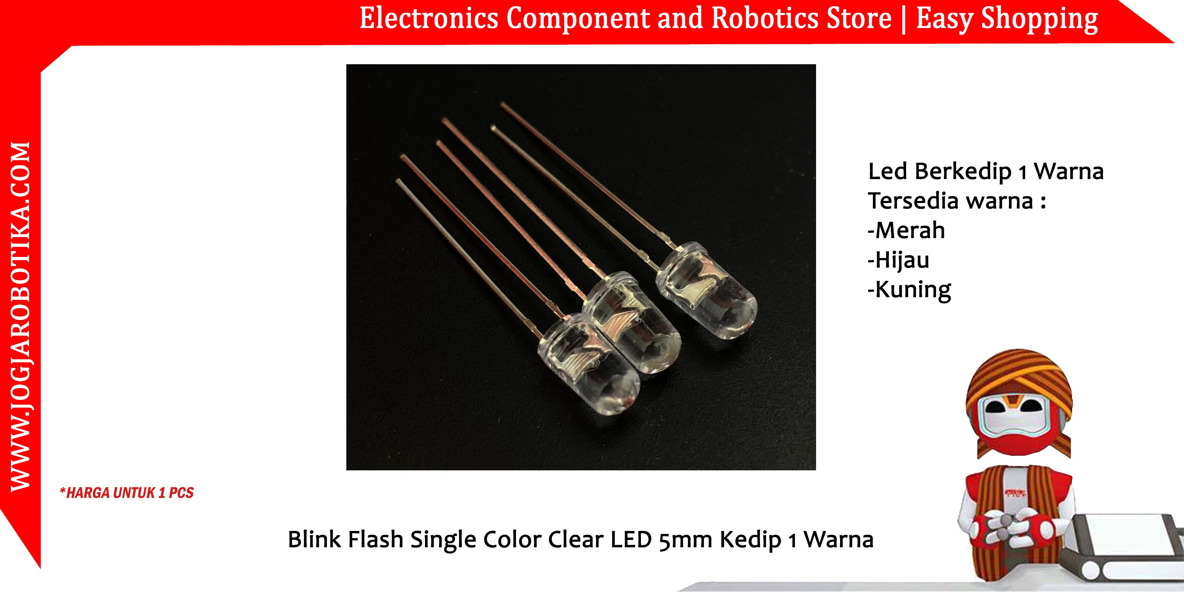 Blink Flash Single Color Clear LED 5mm Kedip 1 Warna - Merah - Toko ...