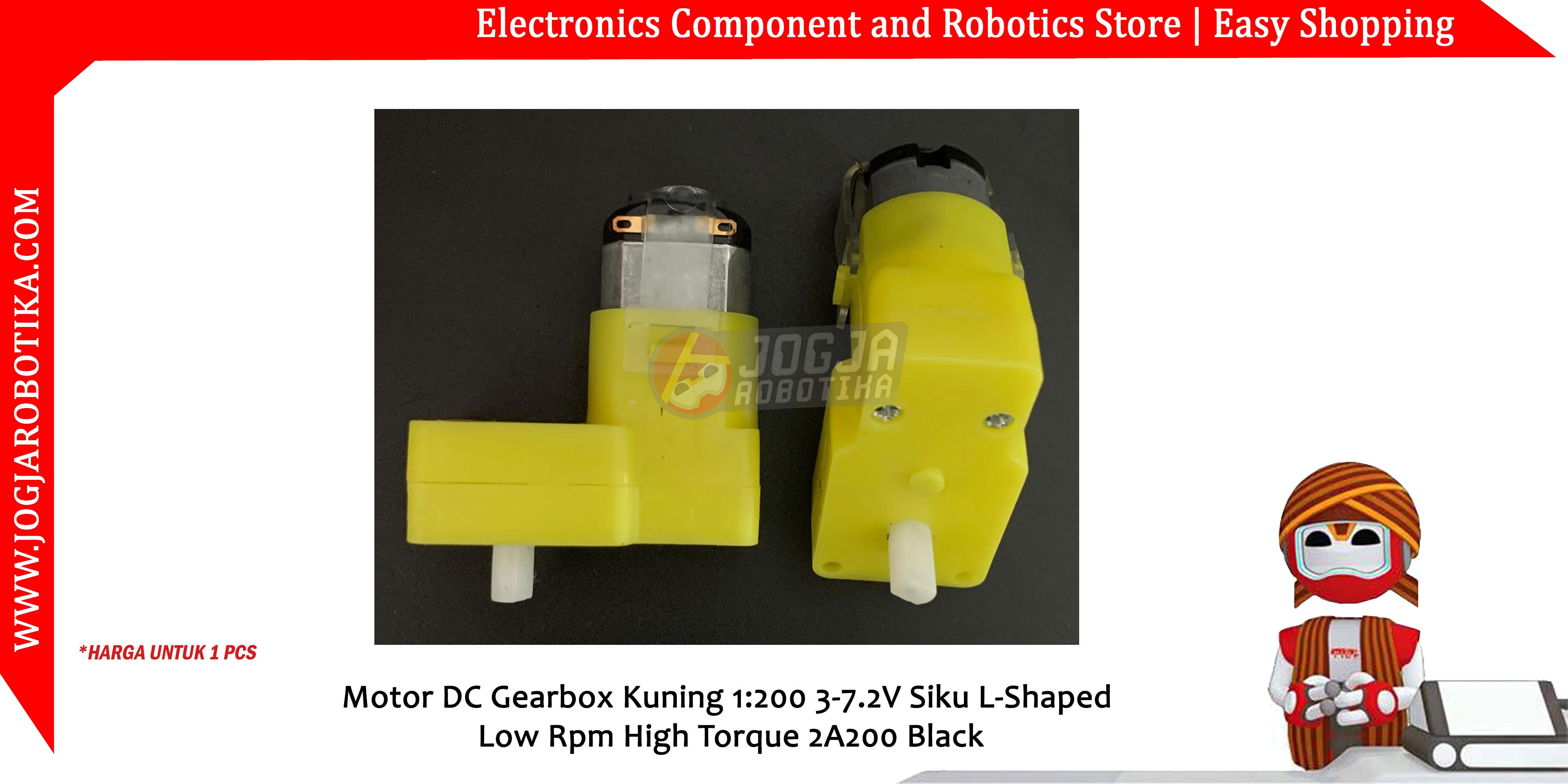 Motor DC Gearbox Kuning 1:200 3-7.2V Siku Low Rpm High Torque