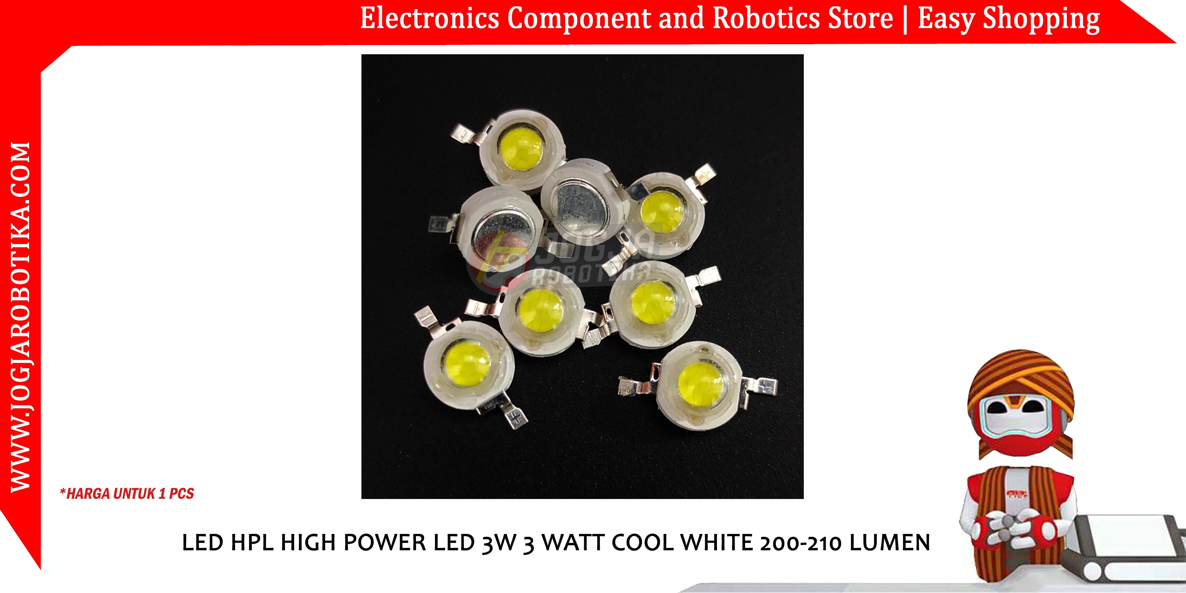 LED HPL HIGH POWER LED 3W 3 WATT COOL WHITE 200-210 LUMEN - Toko ...