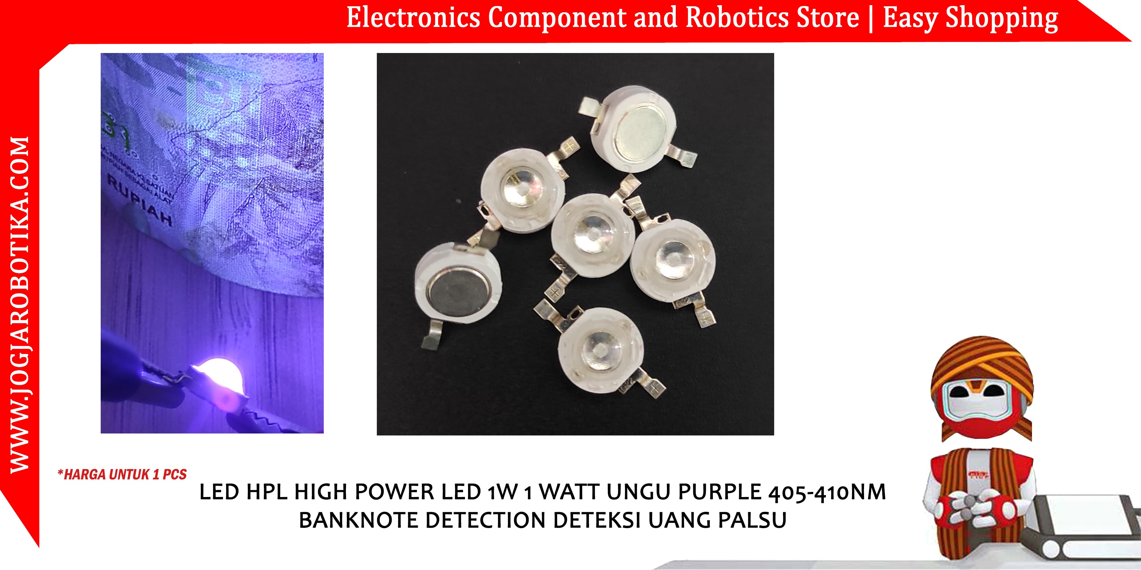 LED HPL HIGH POWER LED 1W 1 WATT UNGU PURPLE 405-410NM BANKNOTE ...