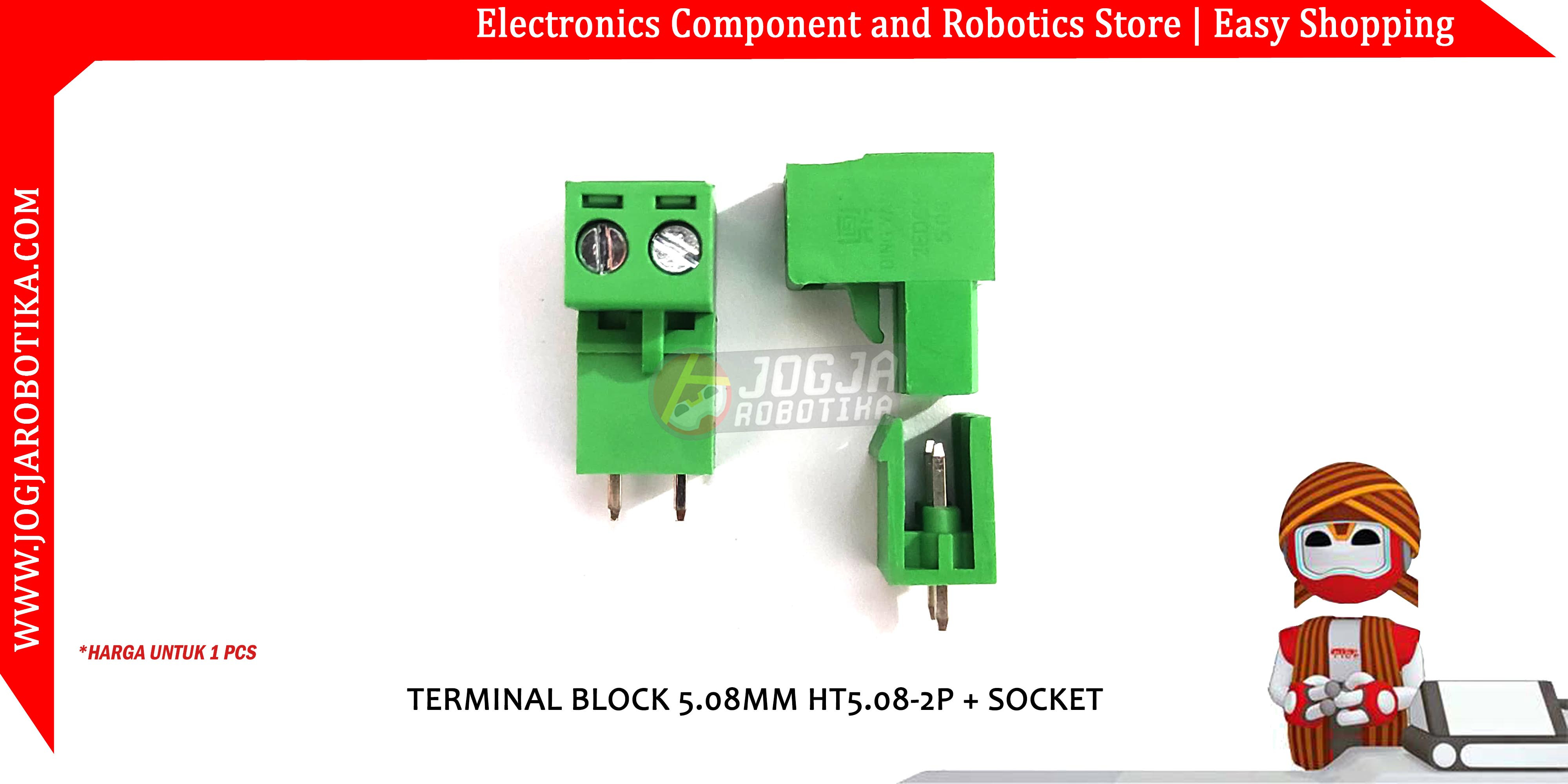 Jual Terminal Block 5.08mm HT5.08-2P + Socket