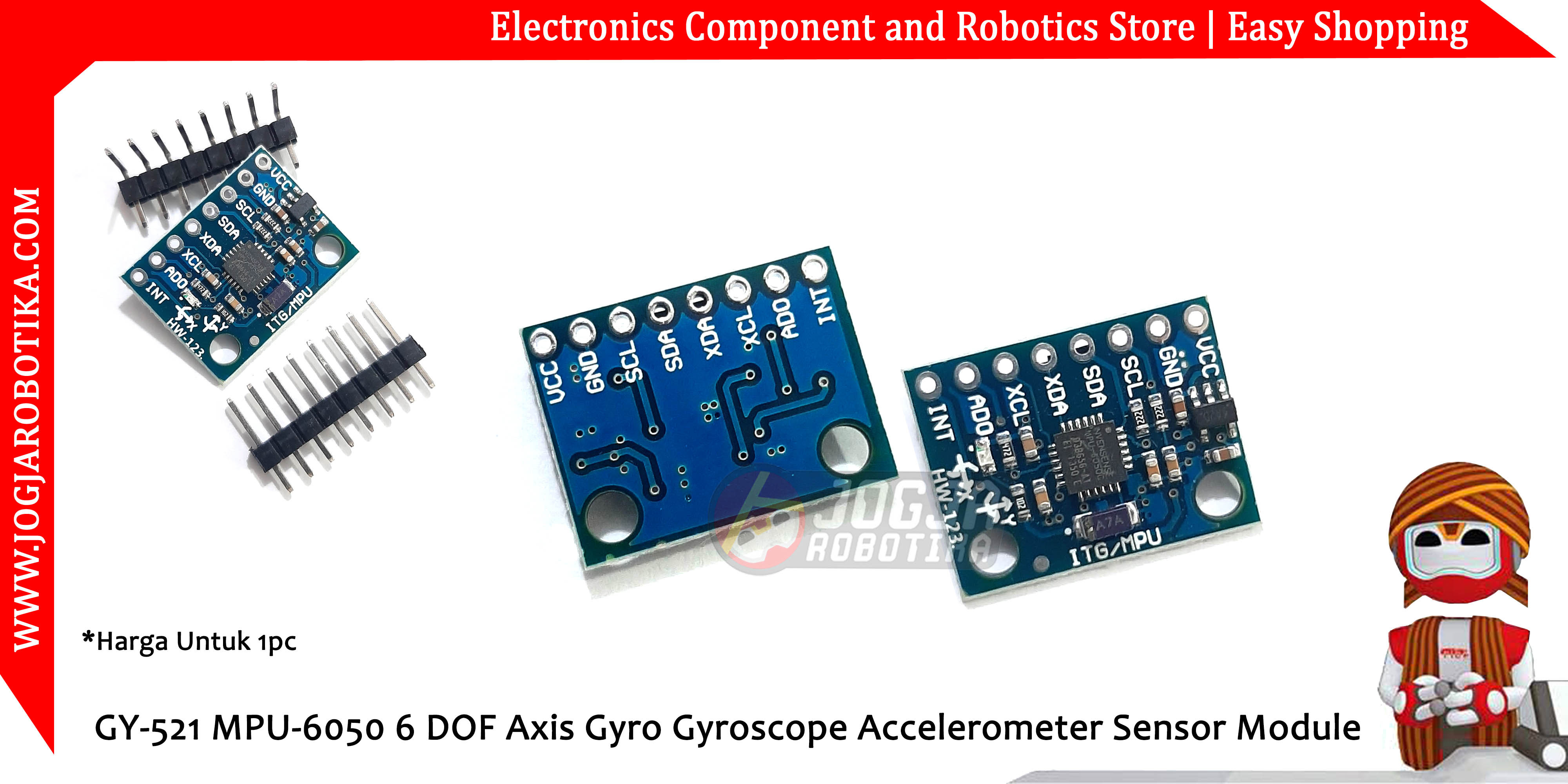 Jual GY-521 MPU-6050 6 DOF Axis Gyro Gyroscope Accelerometer Sensor Module